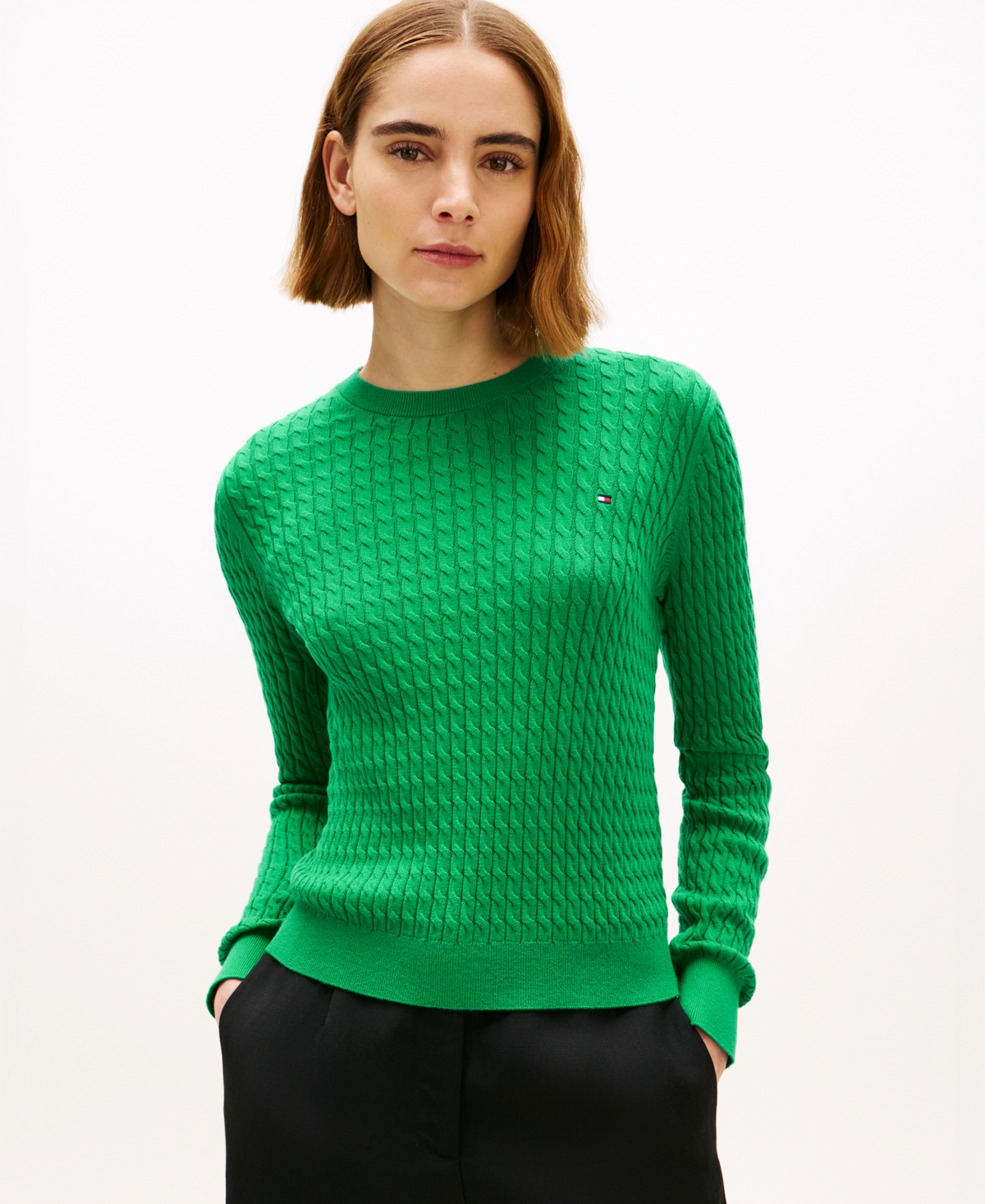 Click here for Tommy Hilfiger Womens Fine Gauge Cable Crewneck To... prices