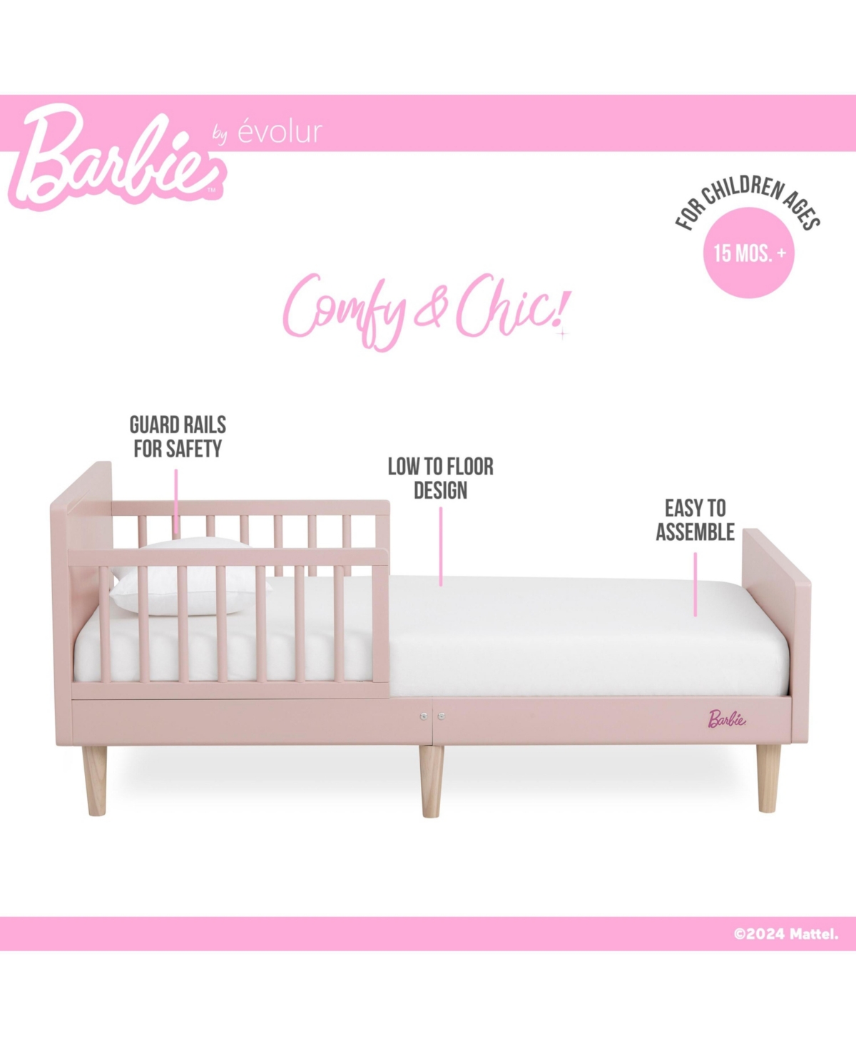 Click here for Evolur Barbie Los Altos Toddler Bed in Blush - Blu... prices