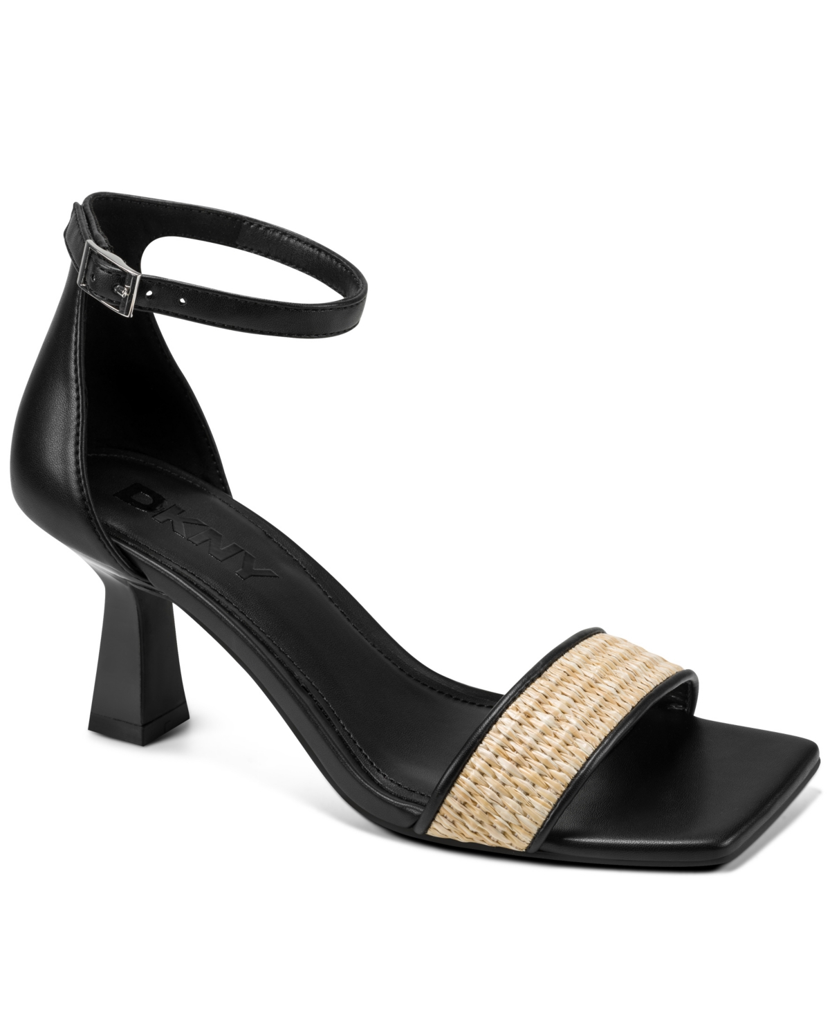 Click here for Dkny Womens Krazz Raffia Ankle Strap Sandals - Bla... prices