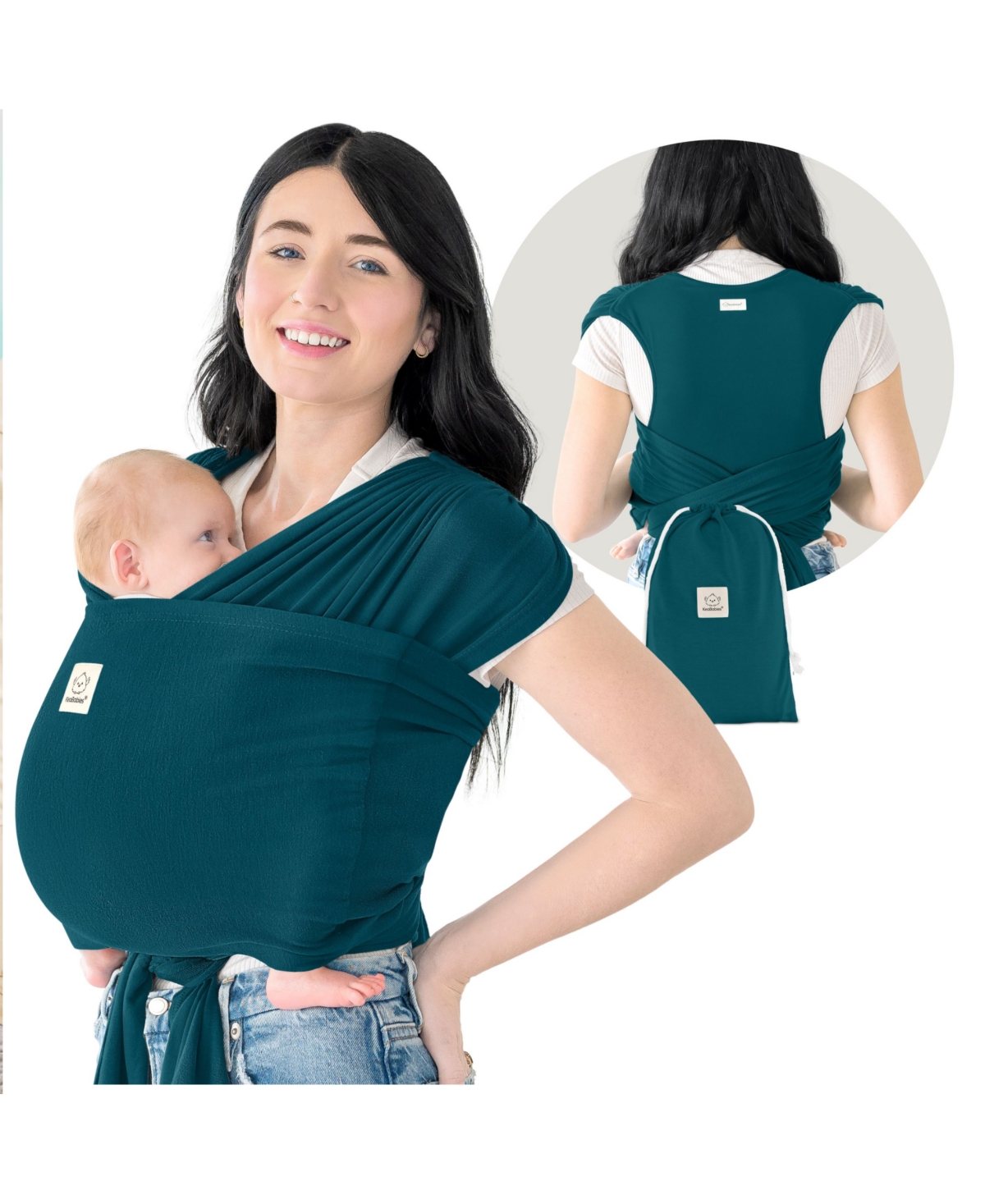 KeaBabies D-Lite Baby Wrap Carrier  Adjustable Baby Carrier  Baby Sling  Newborn  Infant  Toddler 7-44lbs - Peacock green