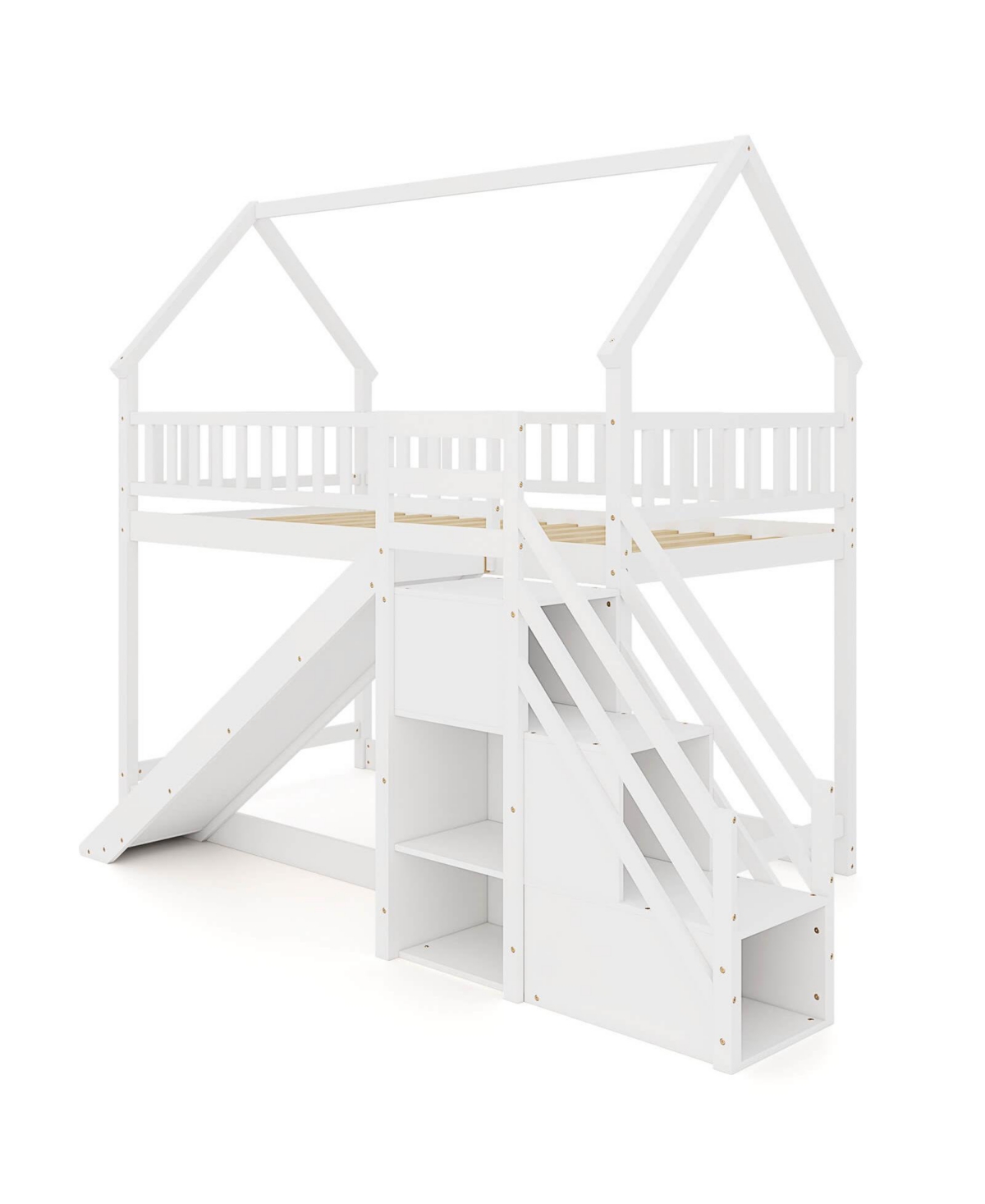 Click here for Costway Twin Over Twin Bunk Bed with Slide & Stair... prices
