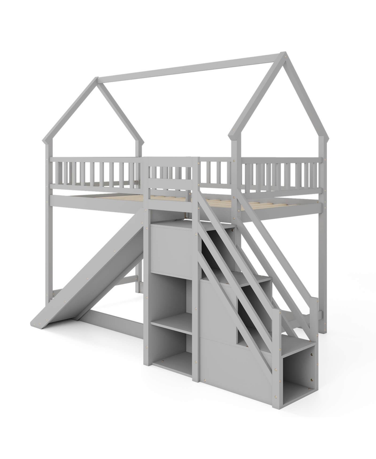 Click here for Costway Twin Over Twin Bunk Bed with Slide & Stair... prices
