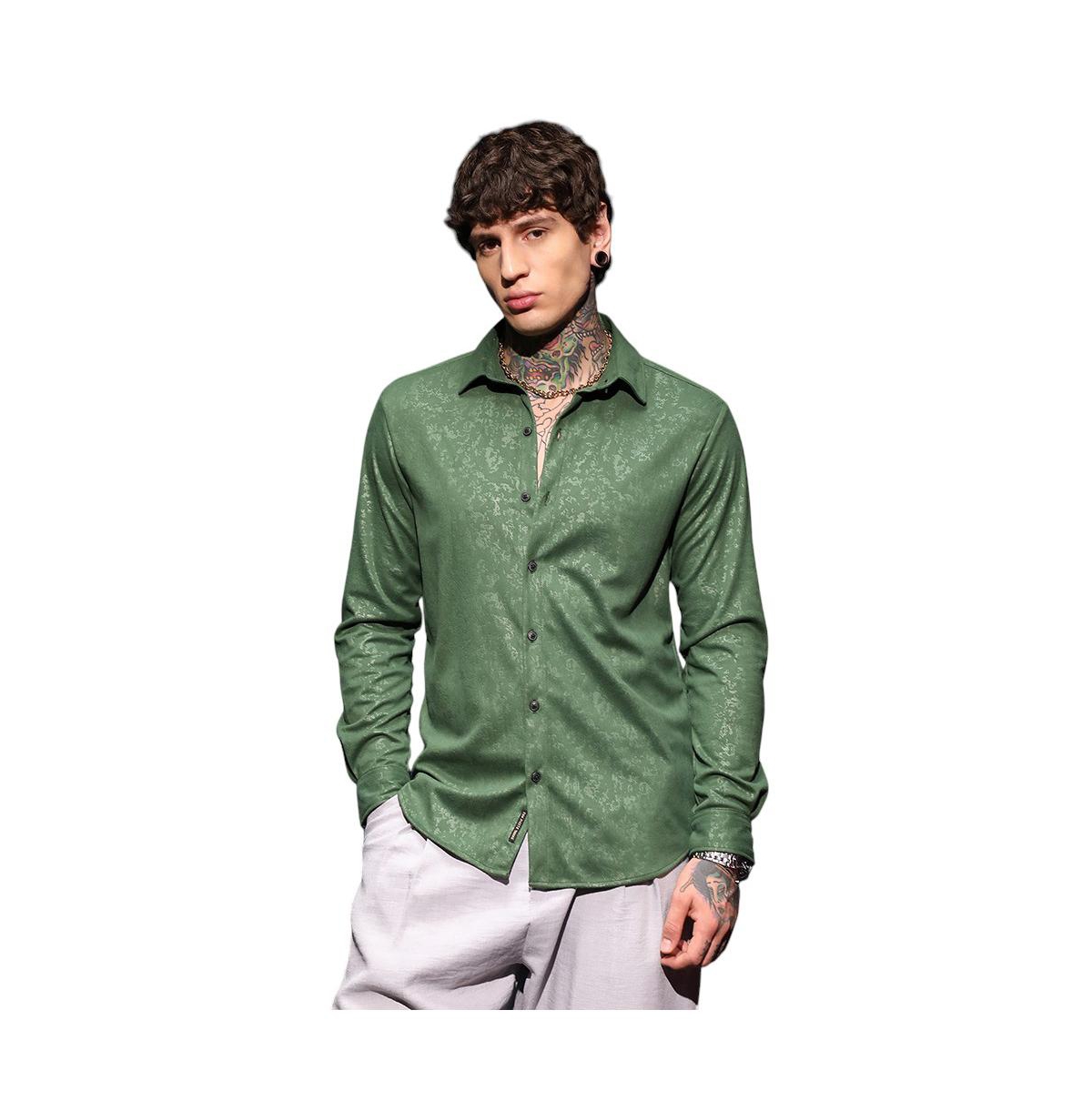Click here for Campus Sutra Mens est Green Corroded-Tactile Shirt... prices