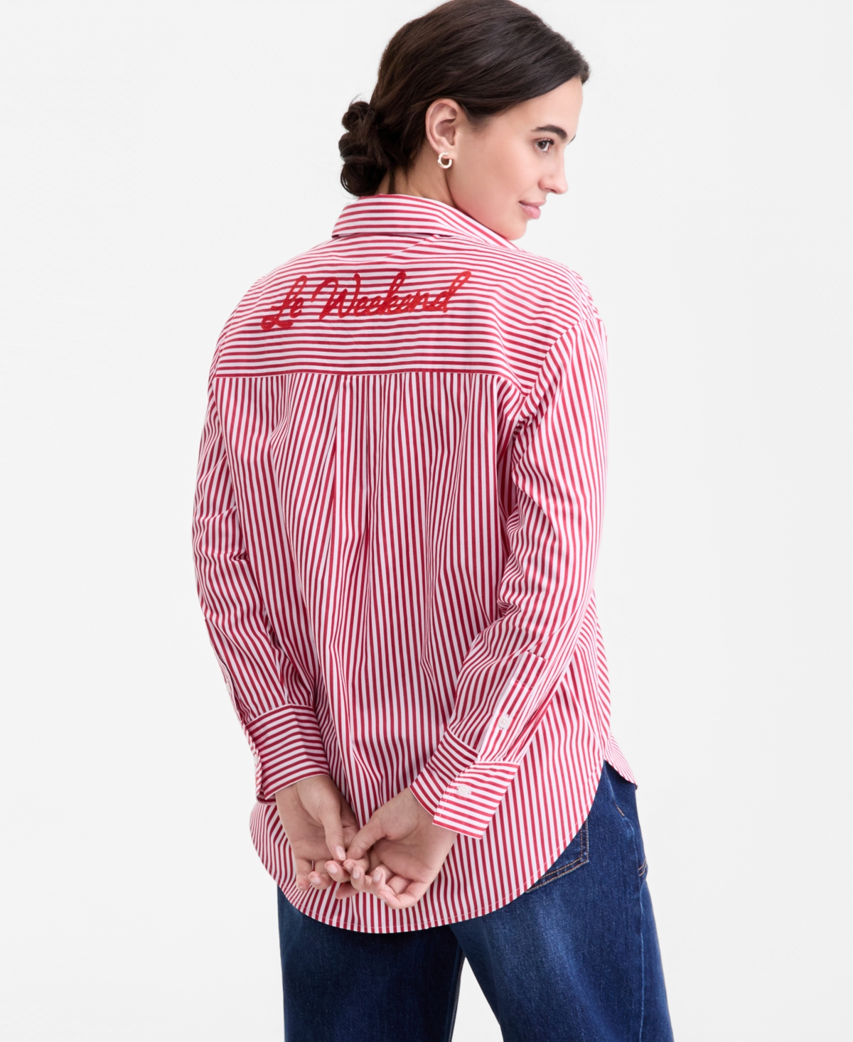 Click here for On 34th Womens Embroidered Oversized Poplin Shirt... prices