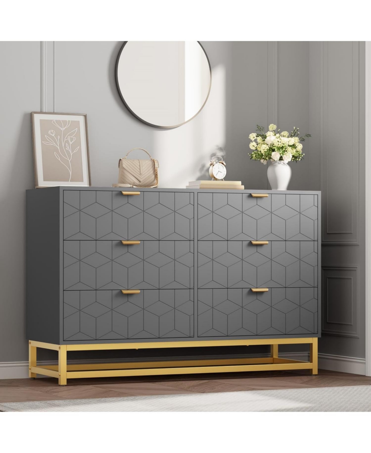 Click here for gaomon Black 6-Drawer Modern Double Dresser  Long... prices