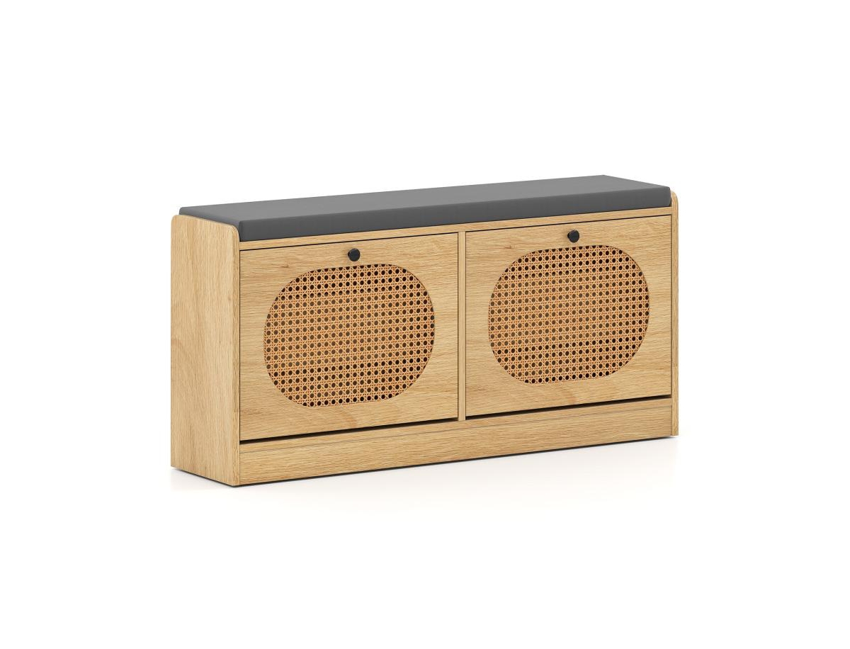 Click here for Slickblue Rattan Shoe Bench with Cushion for Entry... prices