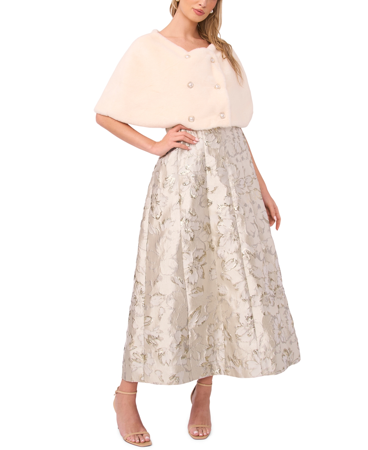 Click here for Msk Womens Double Breasted Cape Jacket - Champagne prices