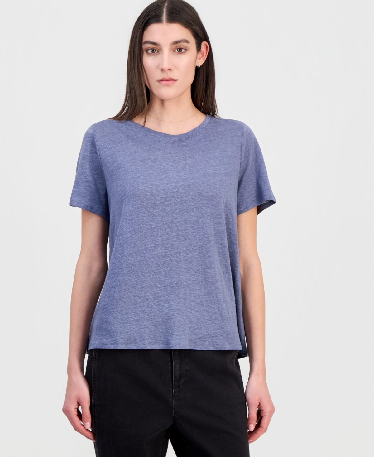 Click here for Eileen Fisher Womens Linen Jersey Crewneck T-Shirt... prices