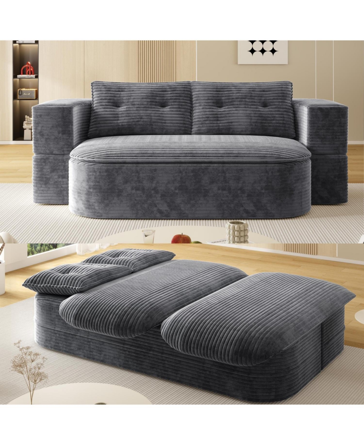 Click here for Streamdale Furniture 78.7 Foldable Corduroy Sofa B... prices
