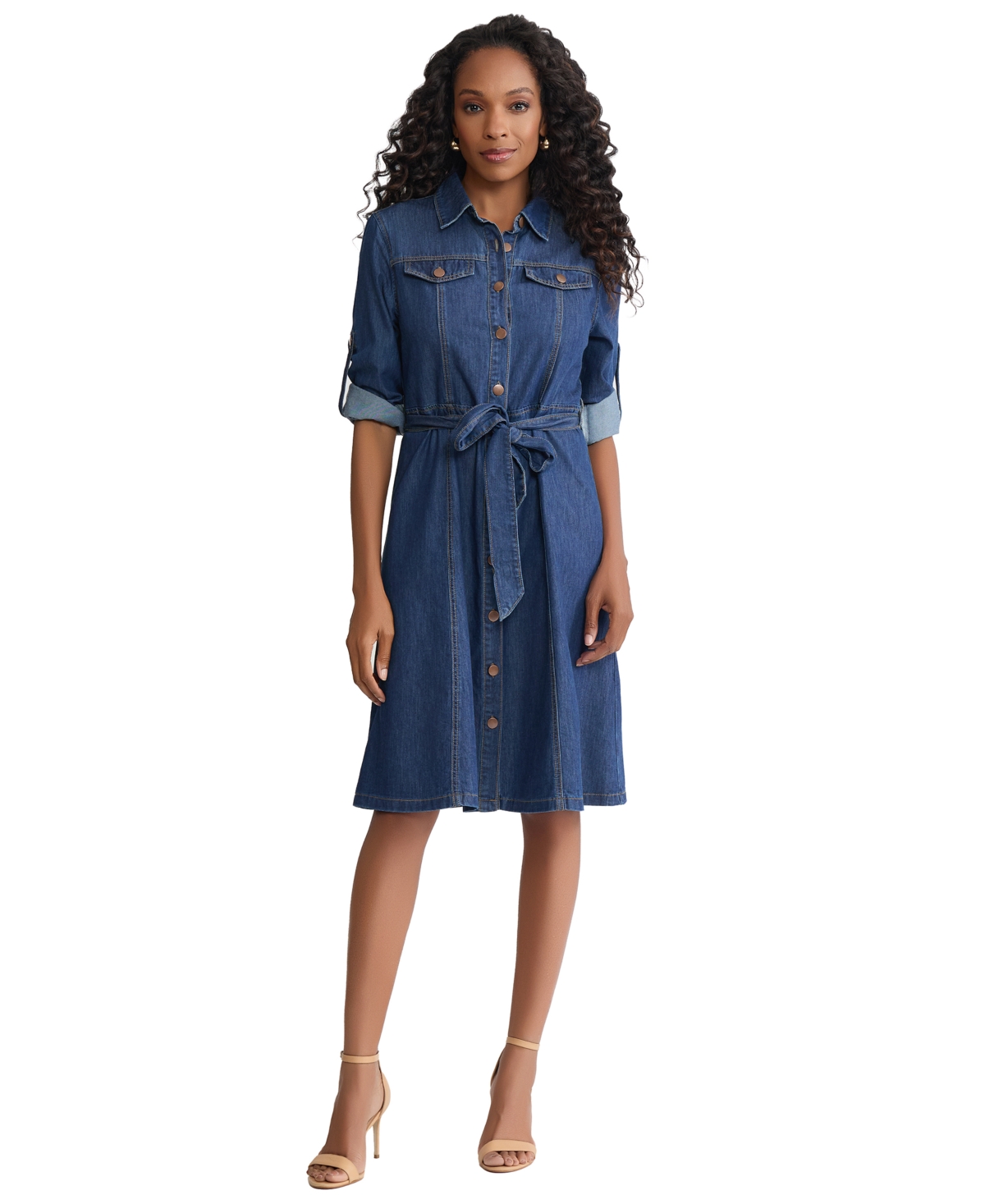 Click here for Jones New York Petite Long-Sleeve Shirt Dress - Ar... prices