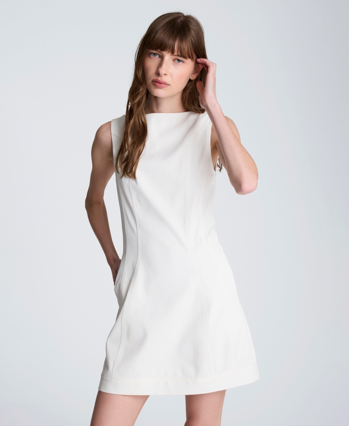 Click here for Kenneth Cole Womens Boat Neck Sculpt Mini Dress -... prices