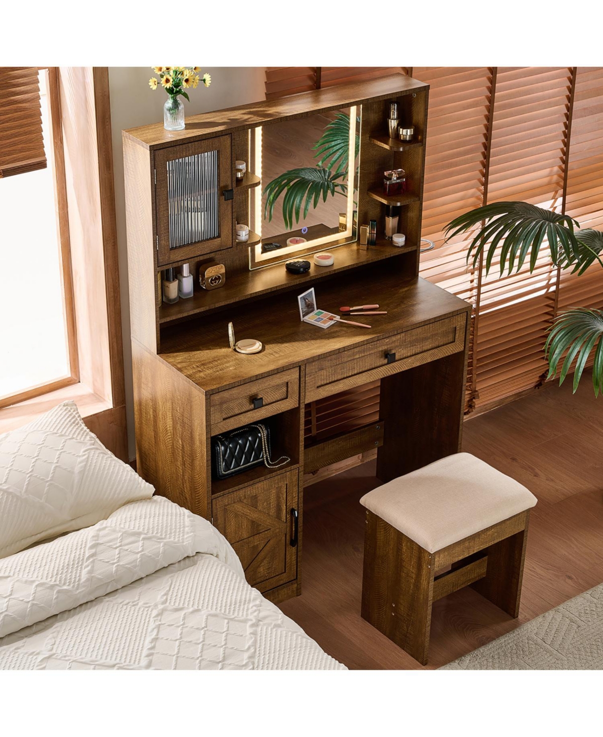 Click here for Streamdale Furniture Farmhouse Vanity Desk with Mi... prices