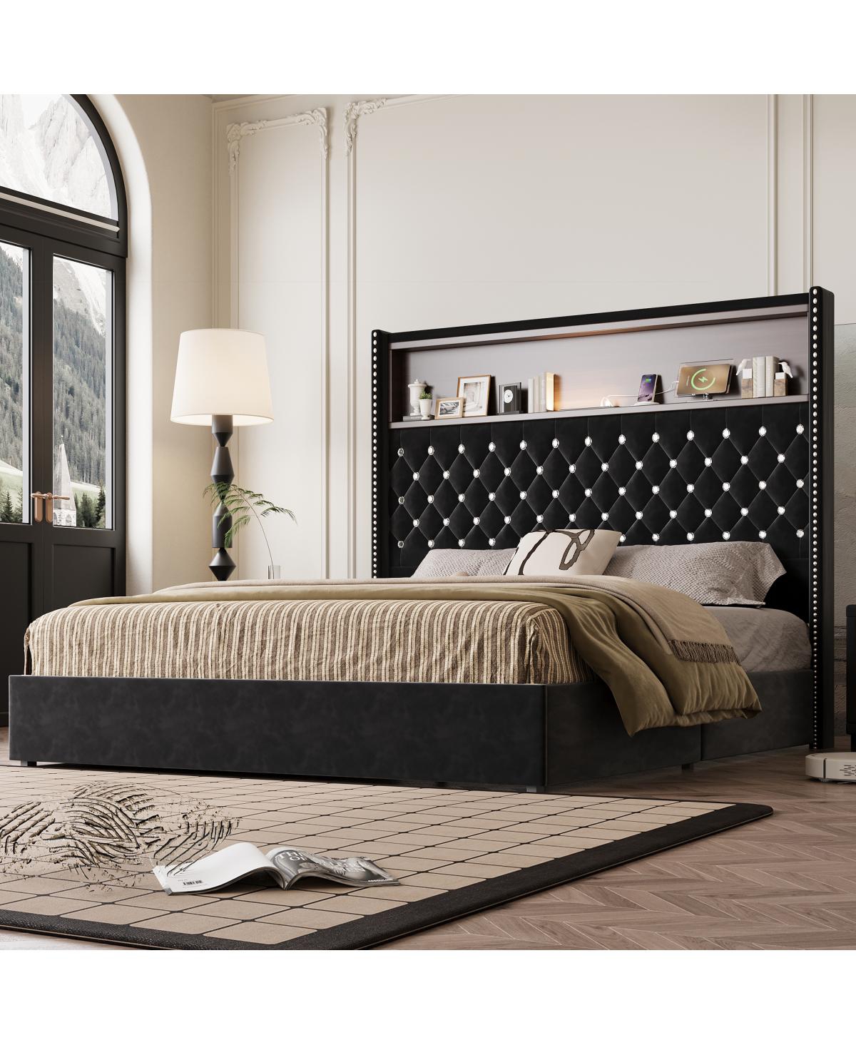 Click here for Streamdale Furniture Queen Size Velvet Tufted Bed... prices