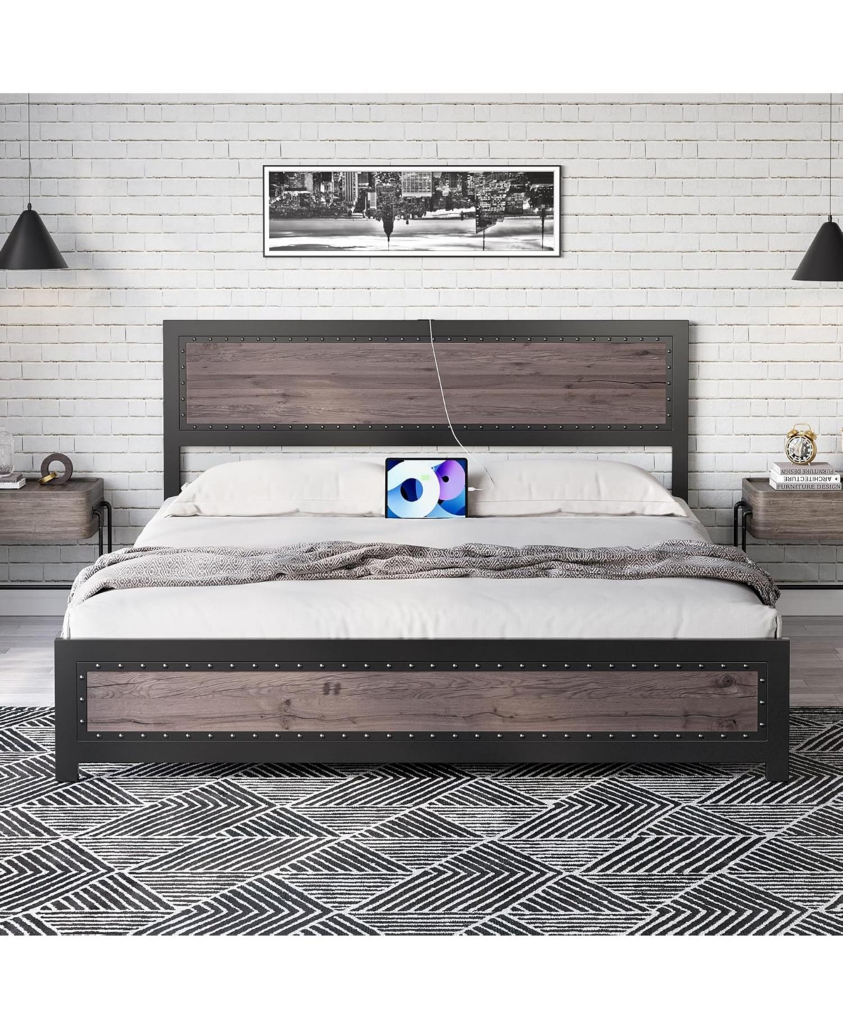 Click here for gaomon Bed Frame with Headboard  Industrial Platfo... prices