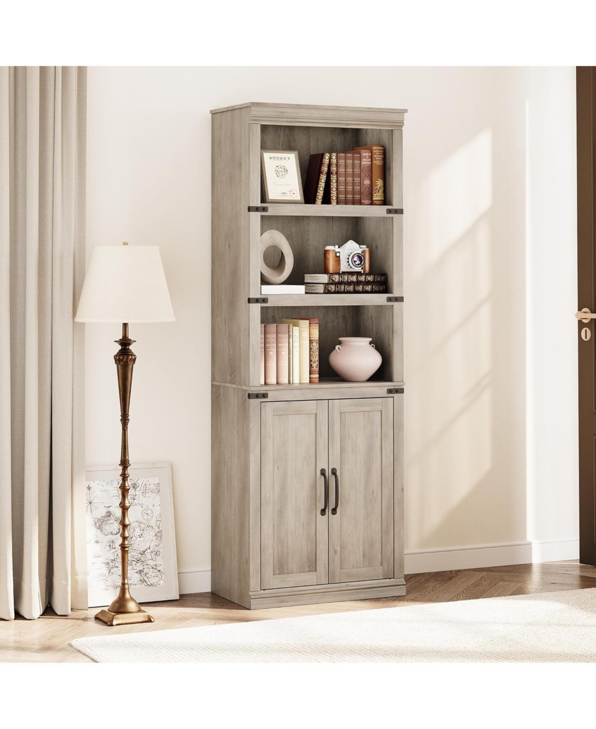 Click here for gaomon Farmhouse Bookcase with Doors  5-Tier 70&#x... prices