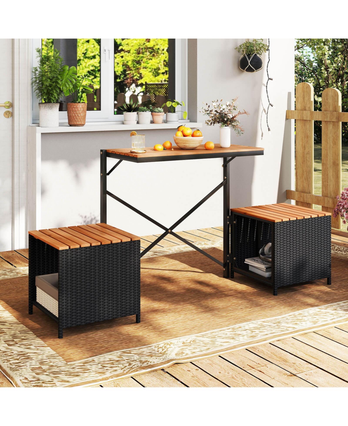 Click here for Costway 2-in-1 Outdoor Convertible Bench with Meta... prices