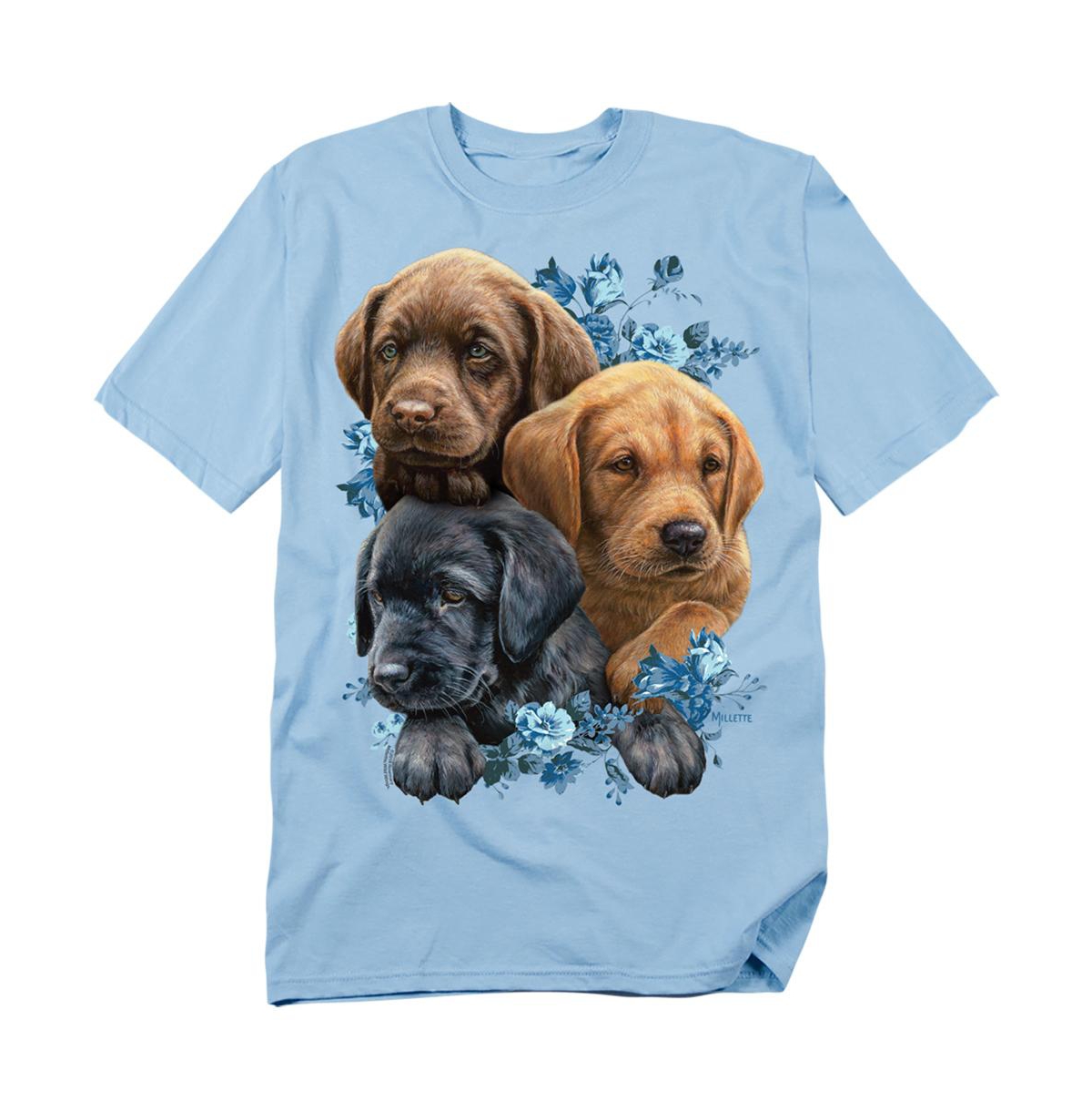 Click here for Wild Wings Mens Puppy Pile T Shirt - Light blue prices