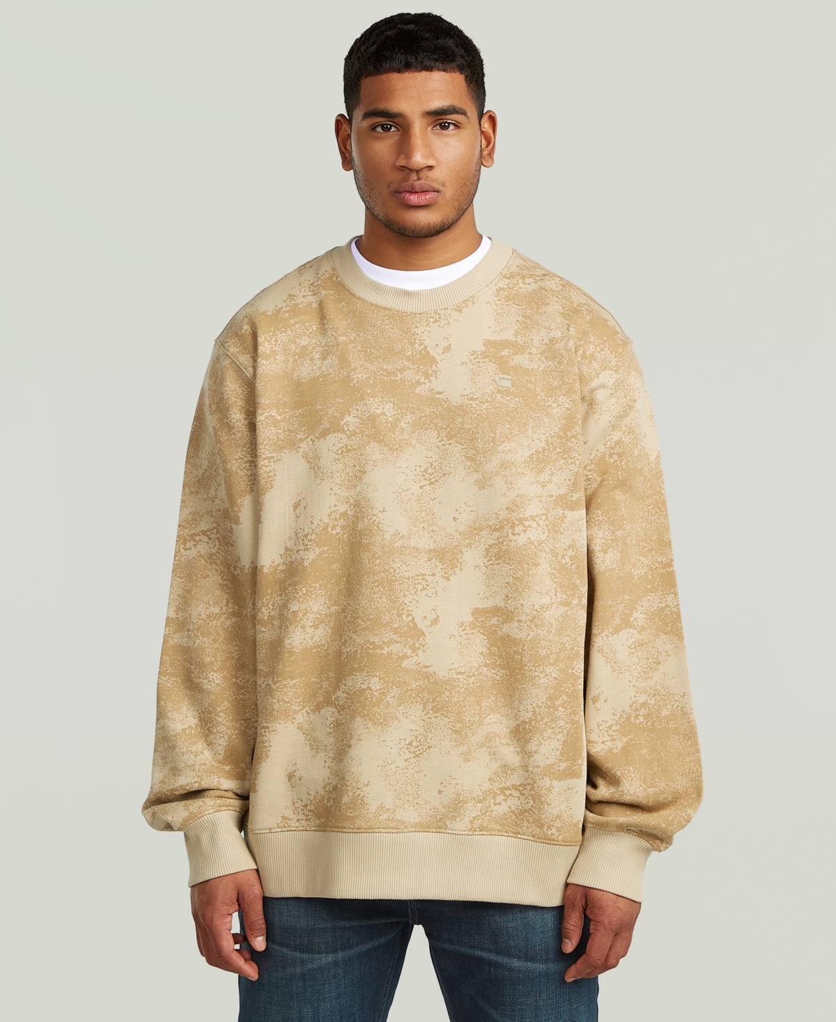 Click here for G-Star Raw Mens Printed Crewneck Sweater - Cream a... prices