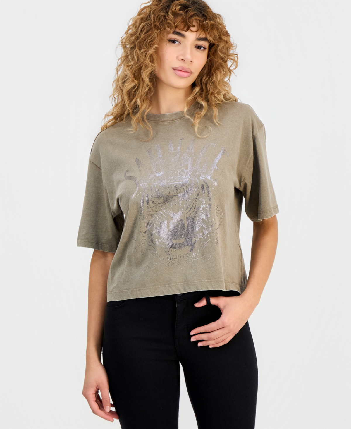 Click here for Guess Womens Savage Graphic T-Shirt - Walnut Shell... prices