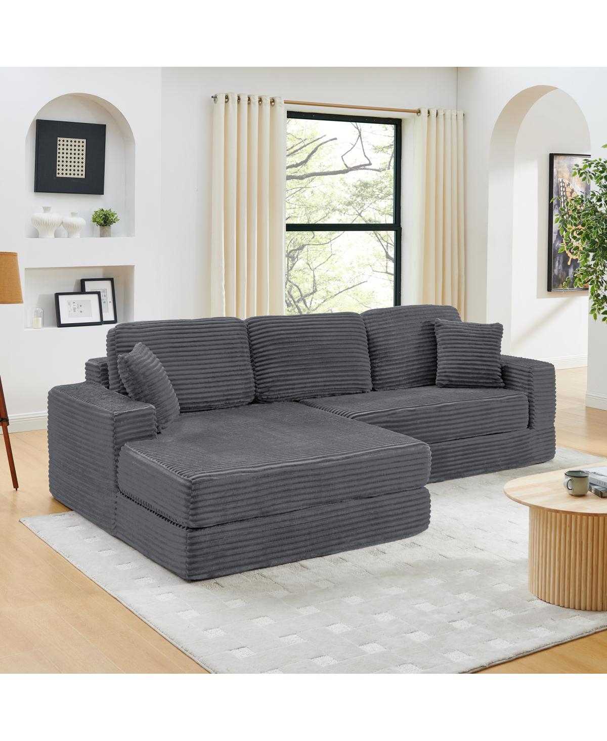 Click here for Streamdale Furniture Corduroy L-Shape Modular Sect... prices