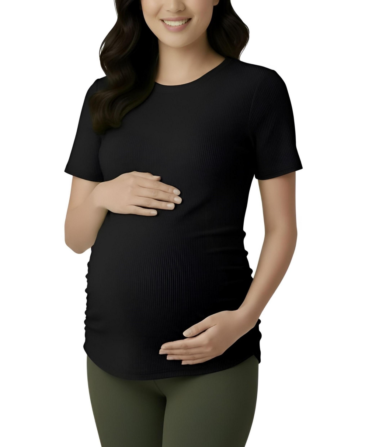 Click here for Womens Womens Crew Neck Side-Ruched Maternity Shor... prices