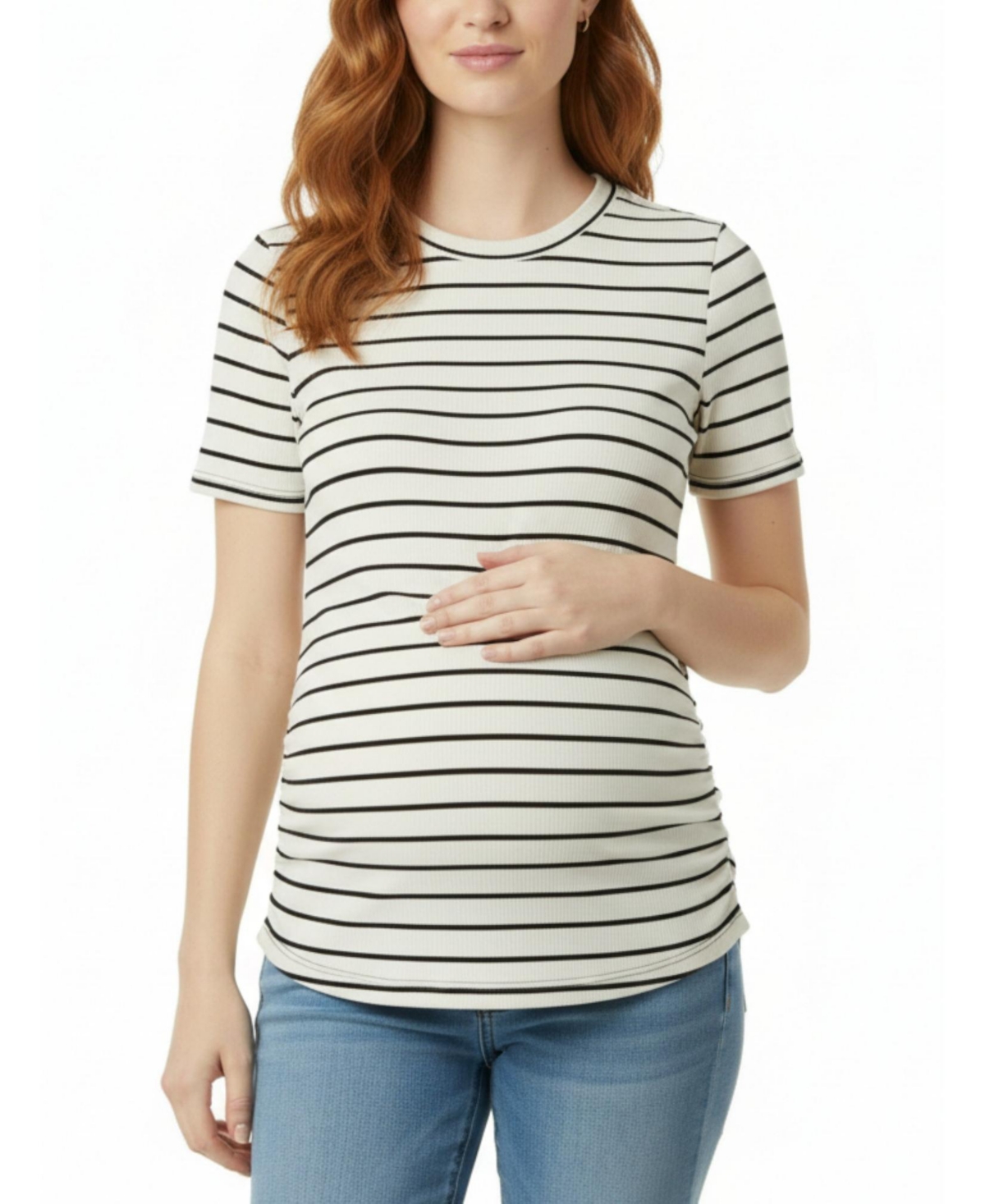 Click here for Womens Womens Crew Neck Side-Ruched Maternity Shor... prices