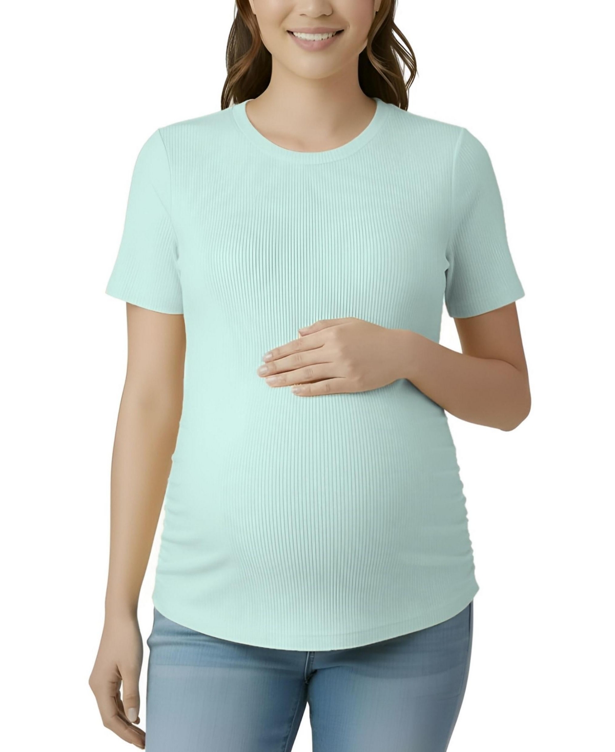 Click here for Womens Womens Crew Neck Side-Ruched Maternity Shor... prices