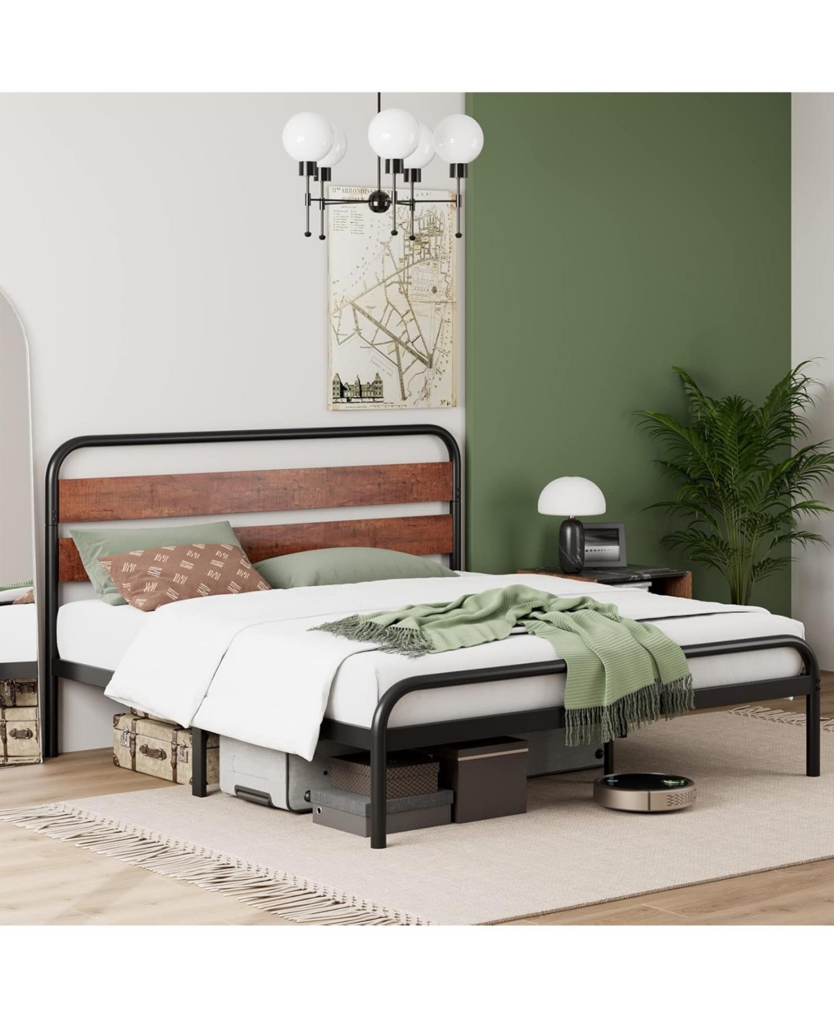Click here for gaomon Platform Bed Frame with Wood Headboard  Hea... prices