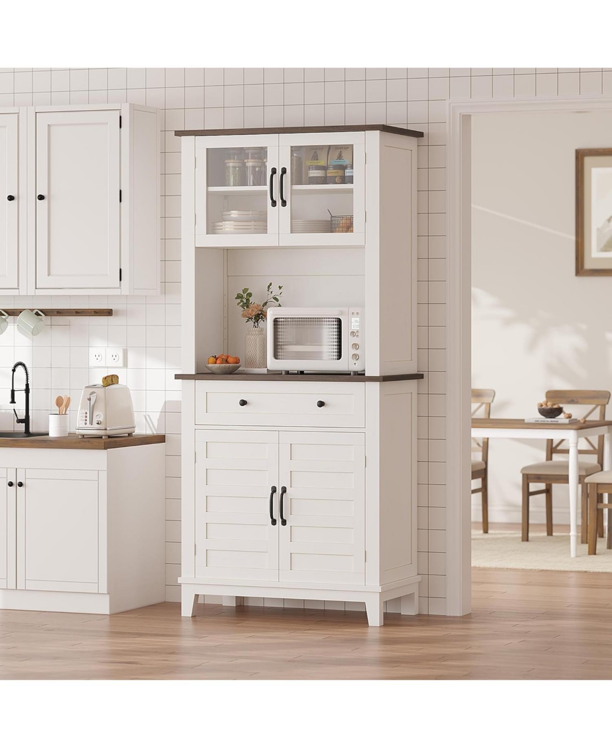 Click here for gaomon 72" Farmhouse Coffee Bar Cabinet  Buff... prices