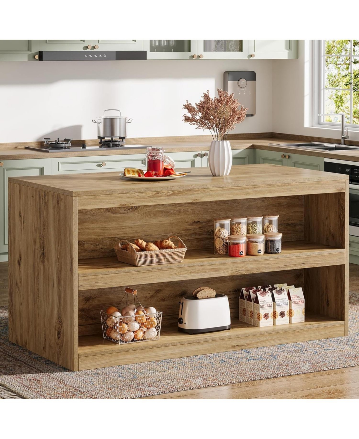 Click here for Tribesigns 59-Inch Kitchen Island with Storage  3-... prices