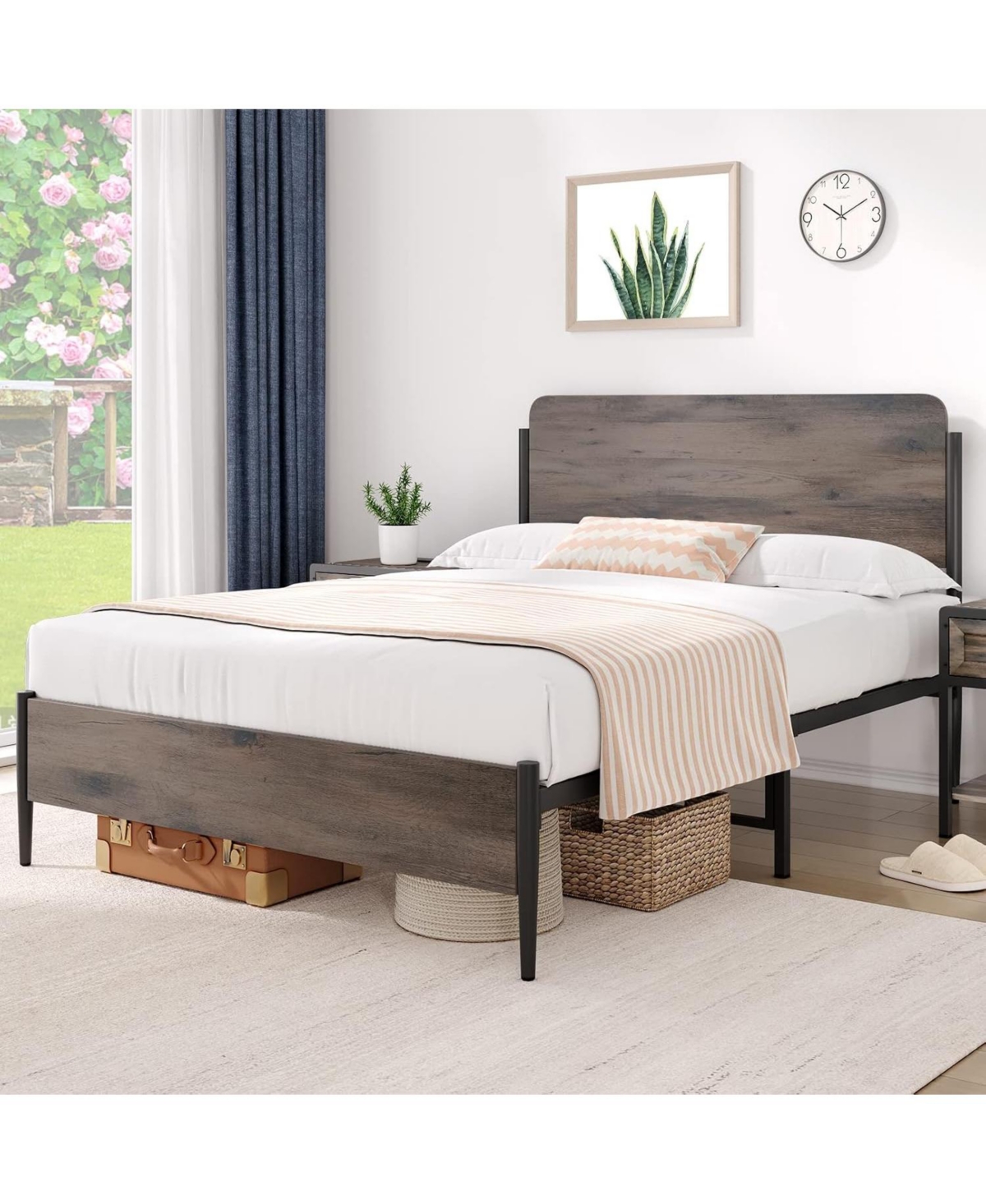 Click here for gaomon Bed Frame with Wooden Headboard and Footboa... prices