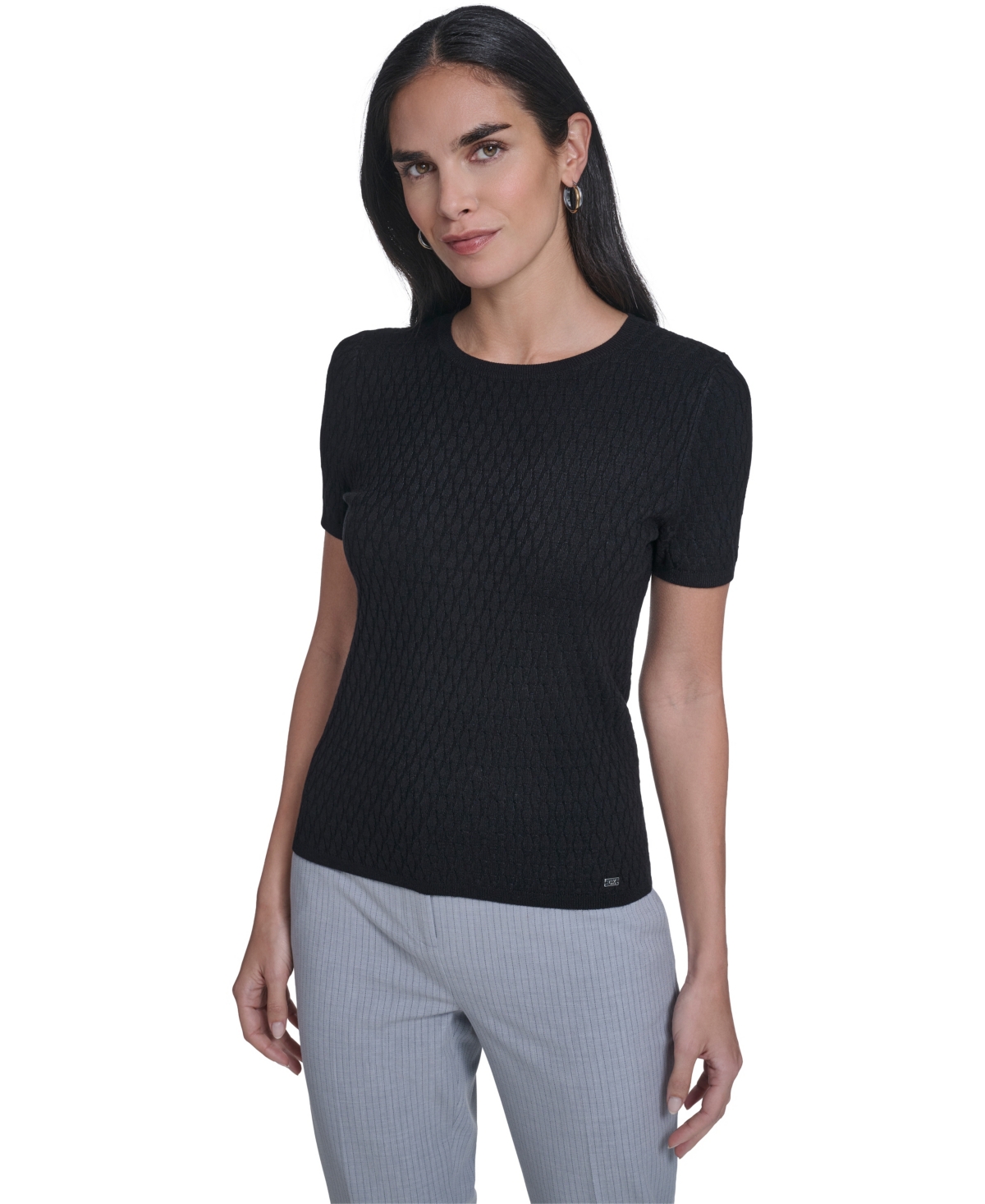 Click here for Calvin Klein Womens Short-Sleeve Textured Sweater... prices