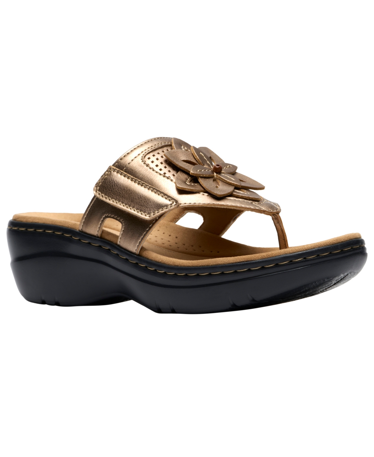 Click here for Clarks Womens Collection Round Toe Sandals - Gold... prices