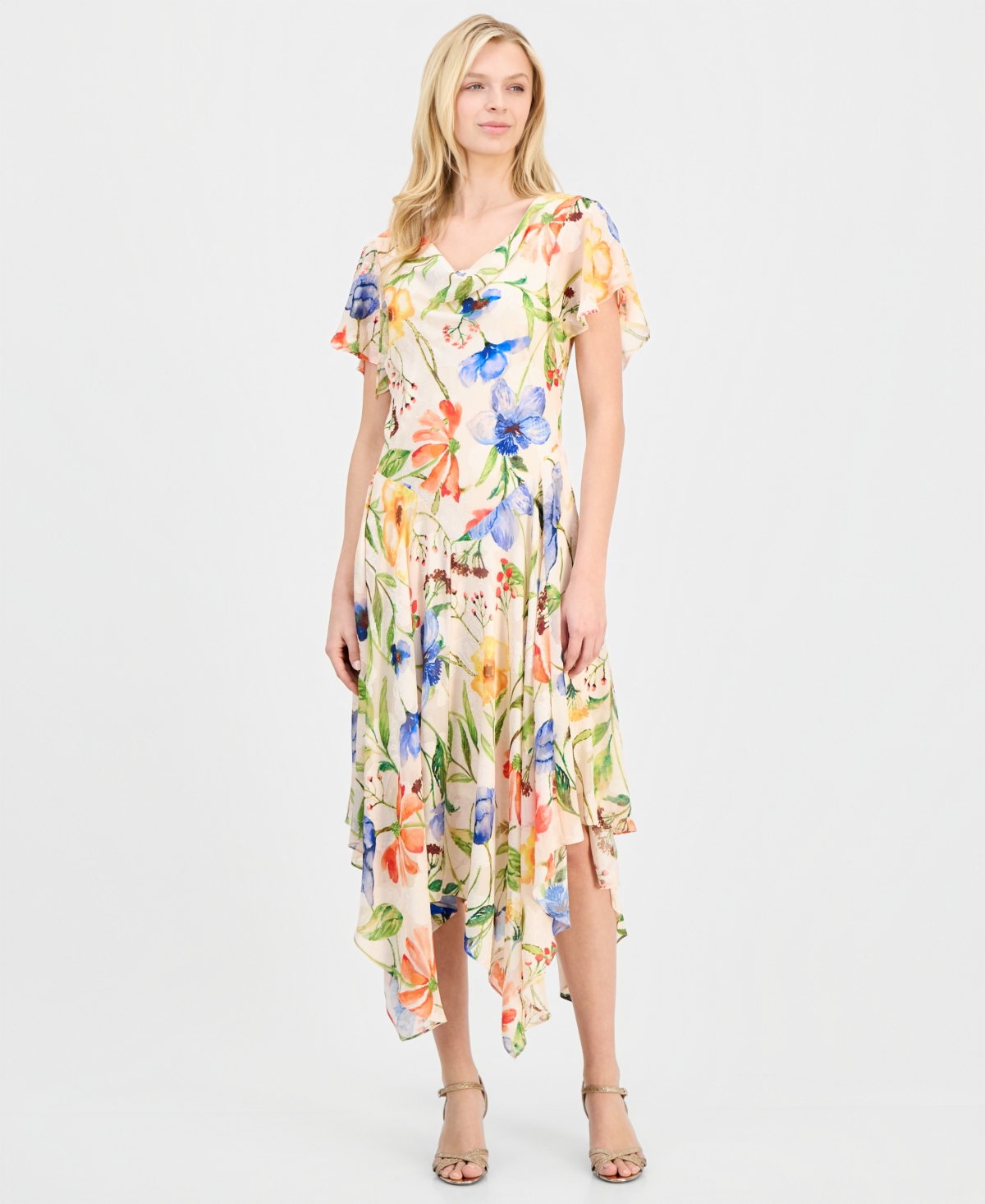 Click here for Robbie Bee Womens Handkerchief-Hem Dress - Multi prices