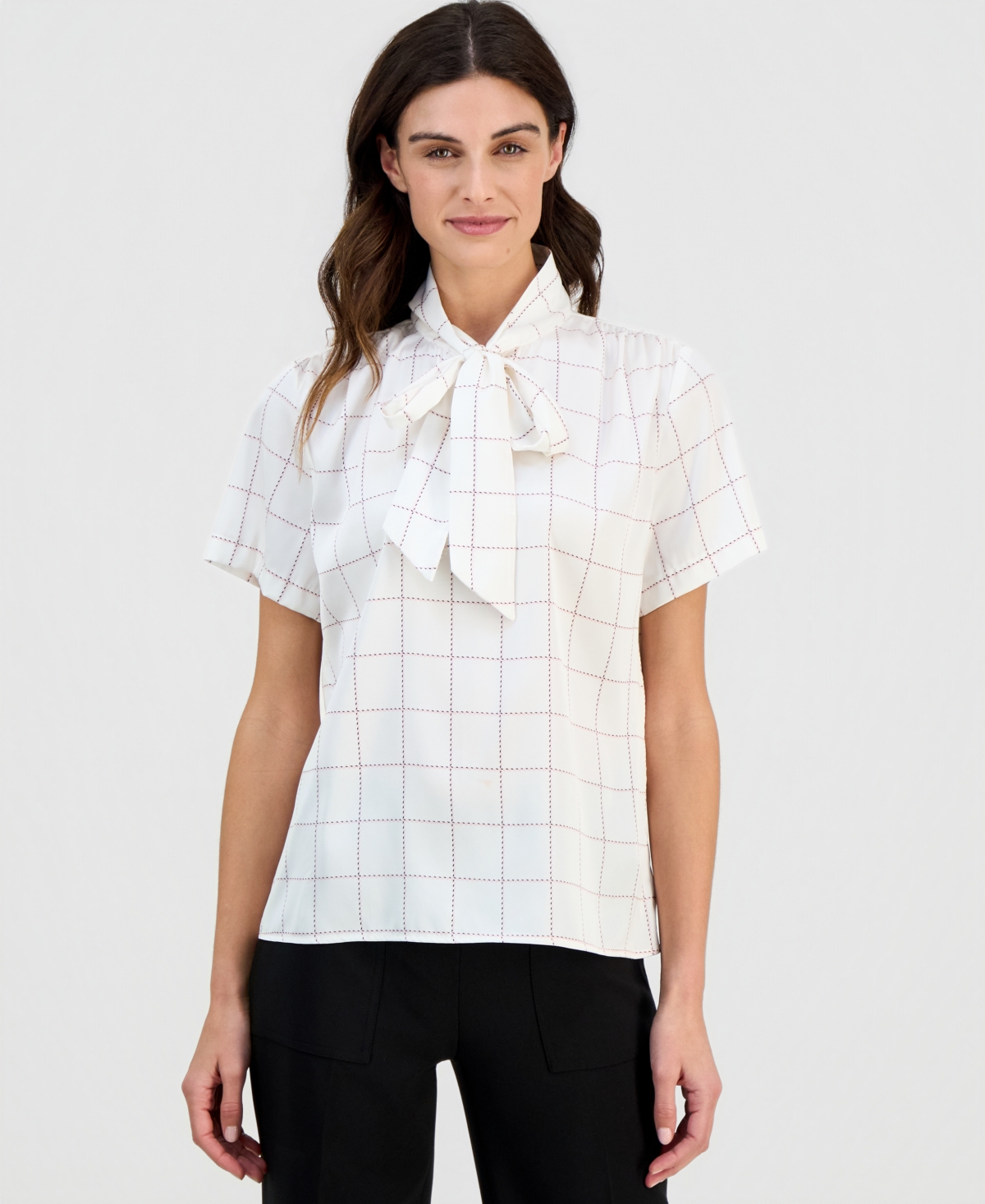 Click here for Kasper Womens Printed Satin Sleeveless Tie Blouse... prices