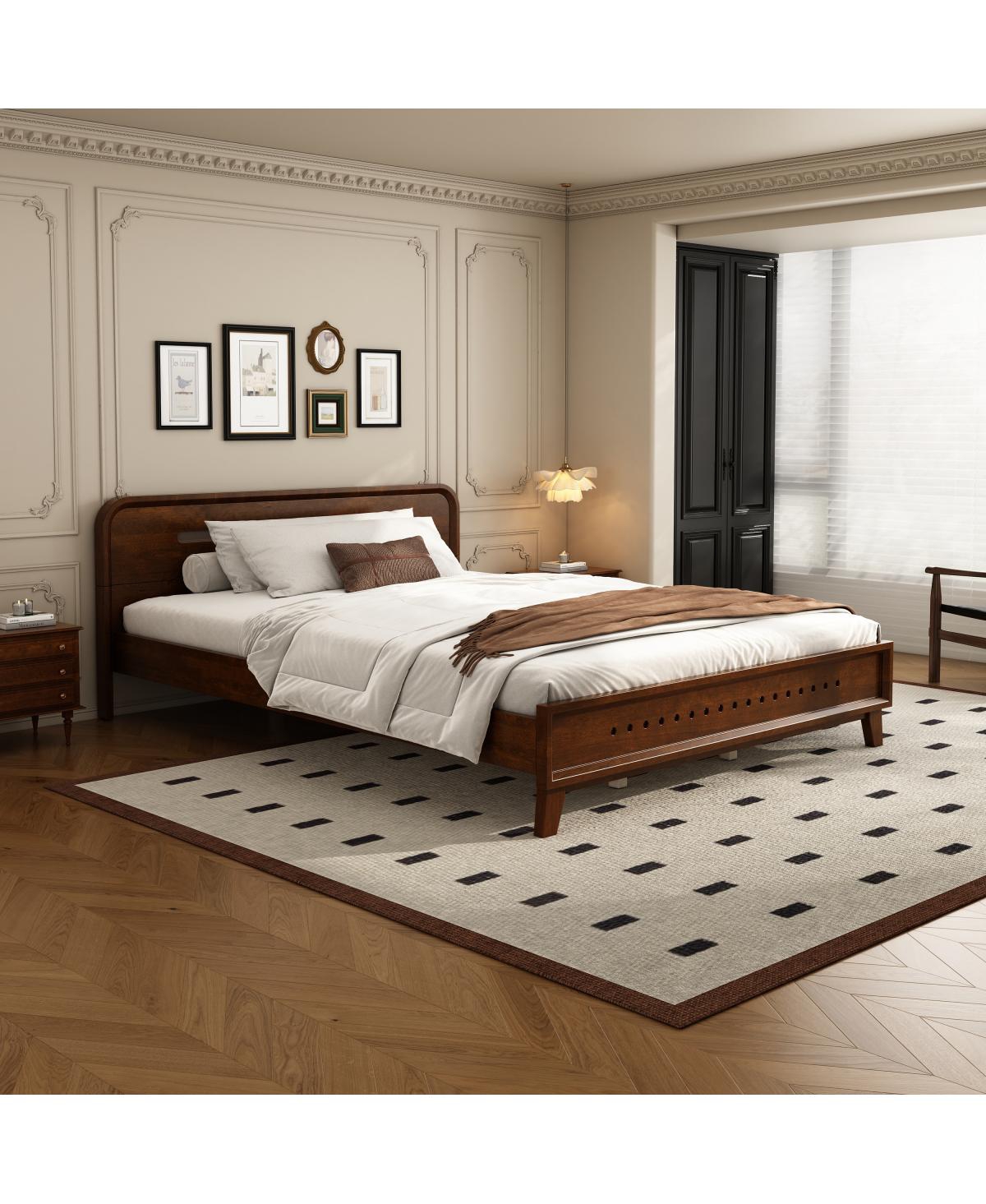 Click here for Streamdale Furniture Dark Walnut Queen Bed Frame w... prices