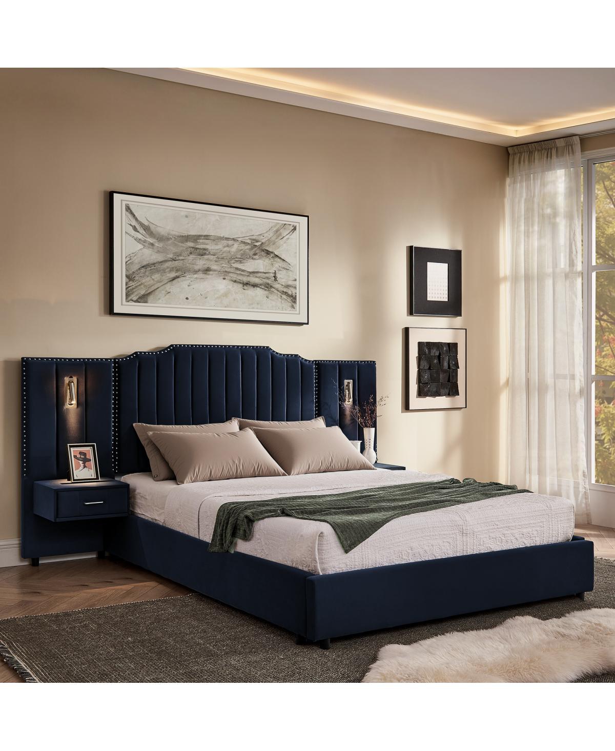 Click here for Streamdale Furniture Queen Size Velvet Upholstered... prices