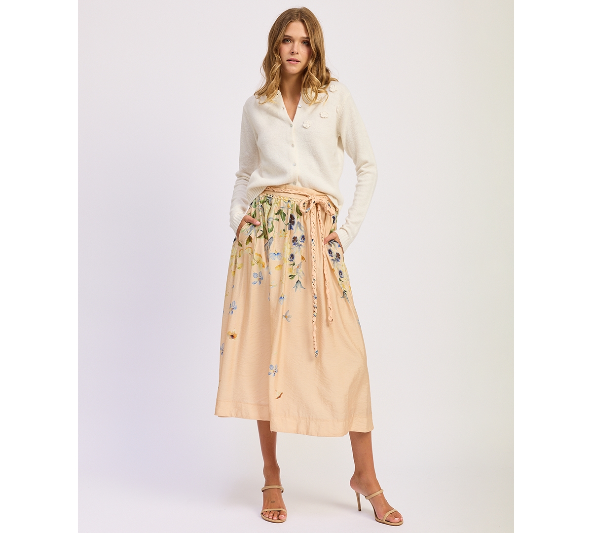 Click here for En Saison Womens Carrera A-Line Midi Skirt - Sage... prices