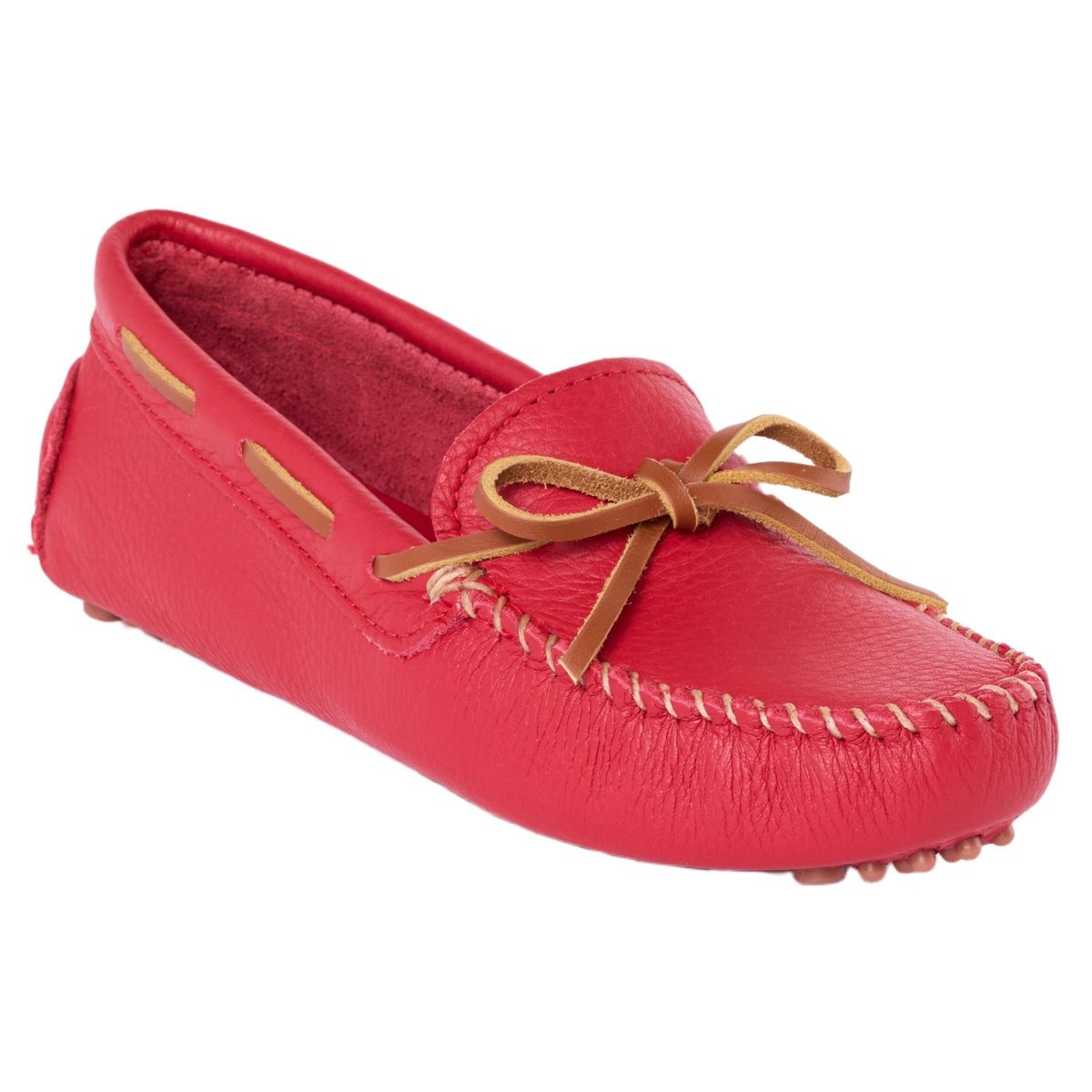Minnetonka Womens Leather Classic Driver - Red