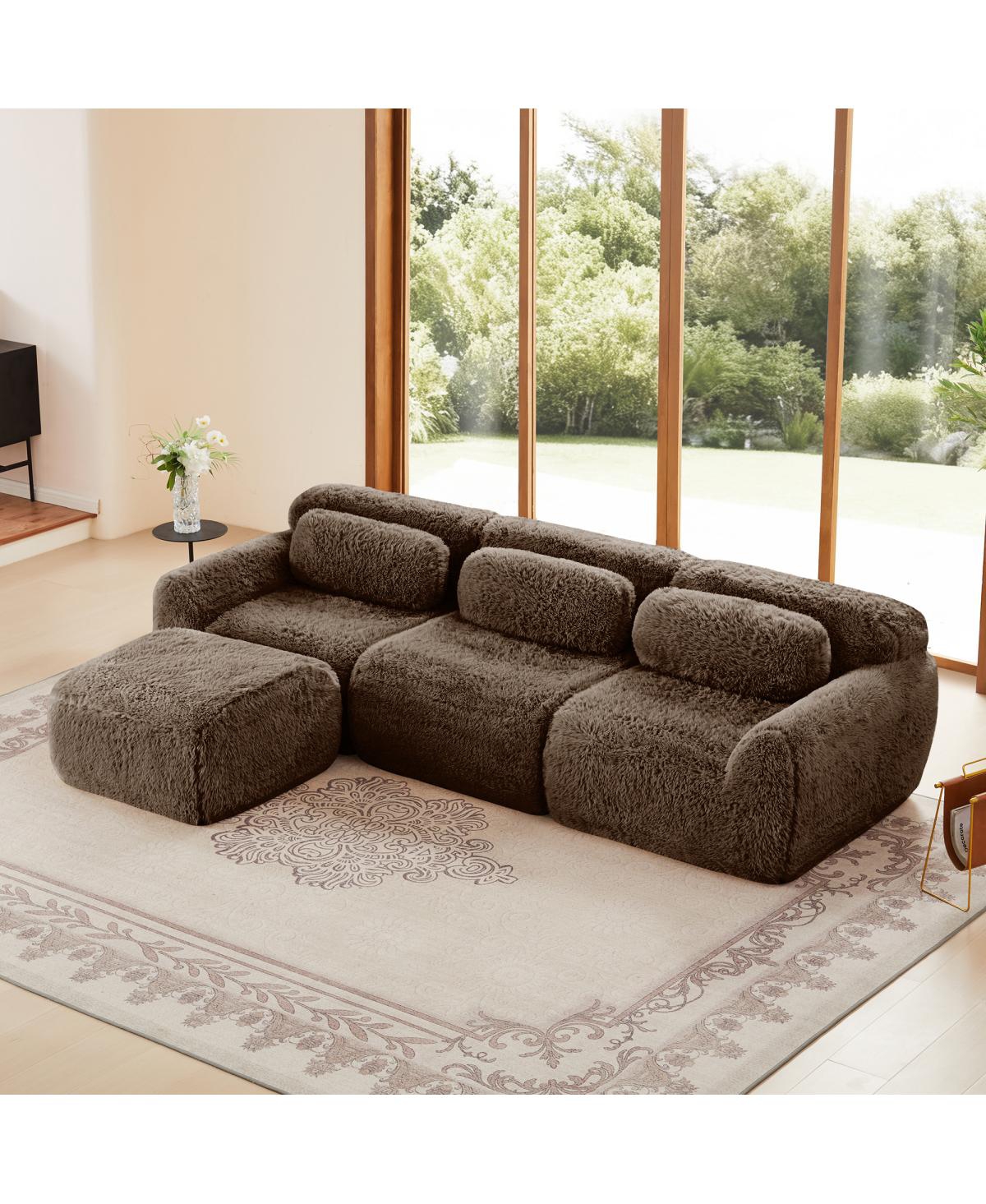 Click here for Streamdale Furniture L-shaped Chocolate Plush Sofa... prices