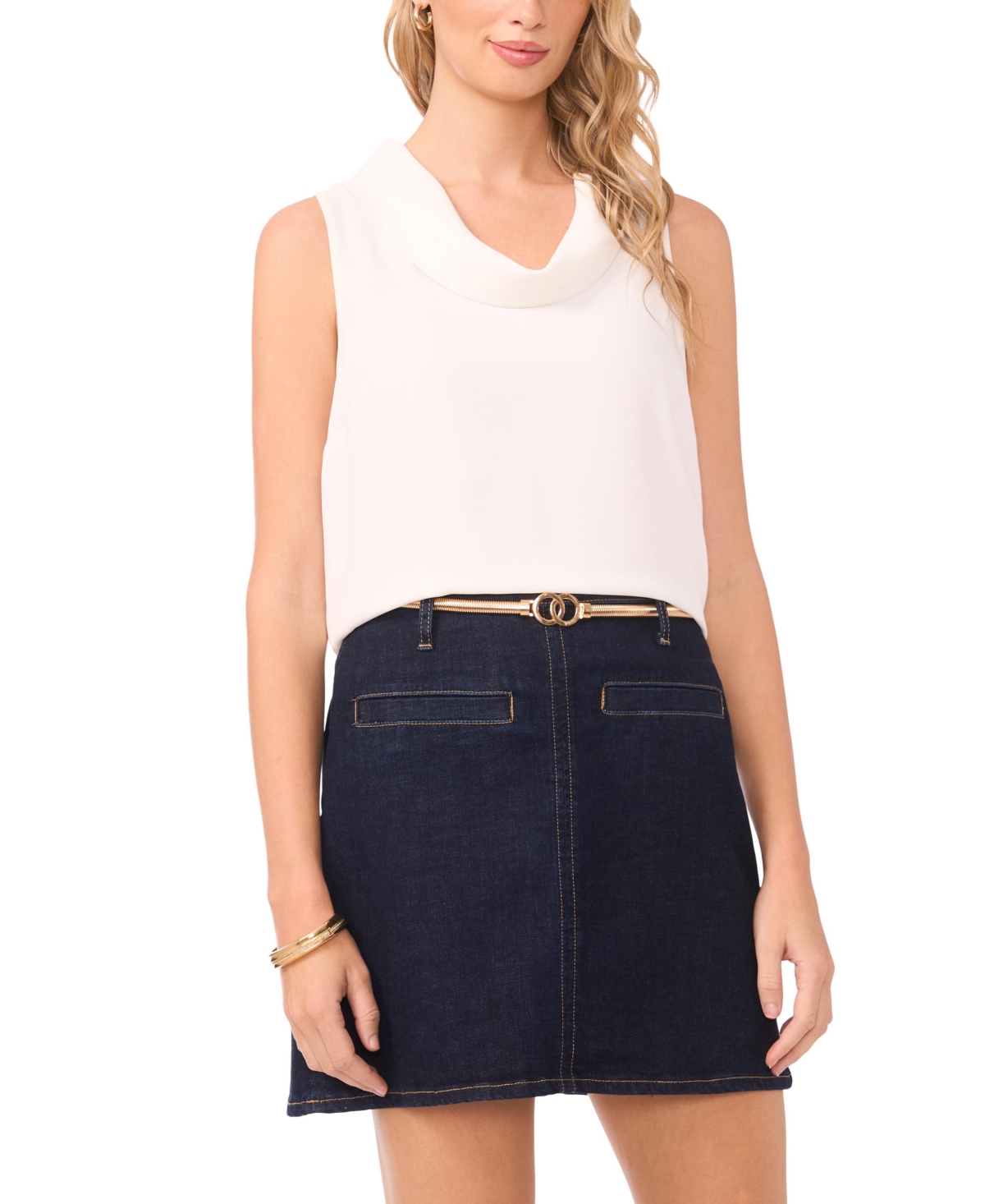 Click here for Vince Camuto Womens Cowlneck Top - New Ivory prices