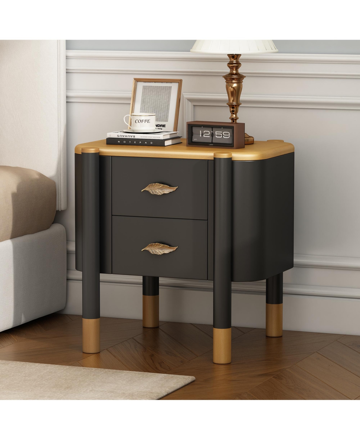 Click here for Rainsken 2 Drawers Nightstand with Curved Profile... prices