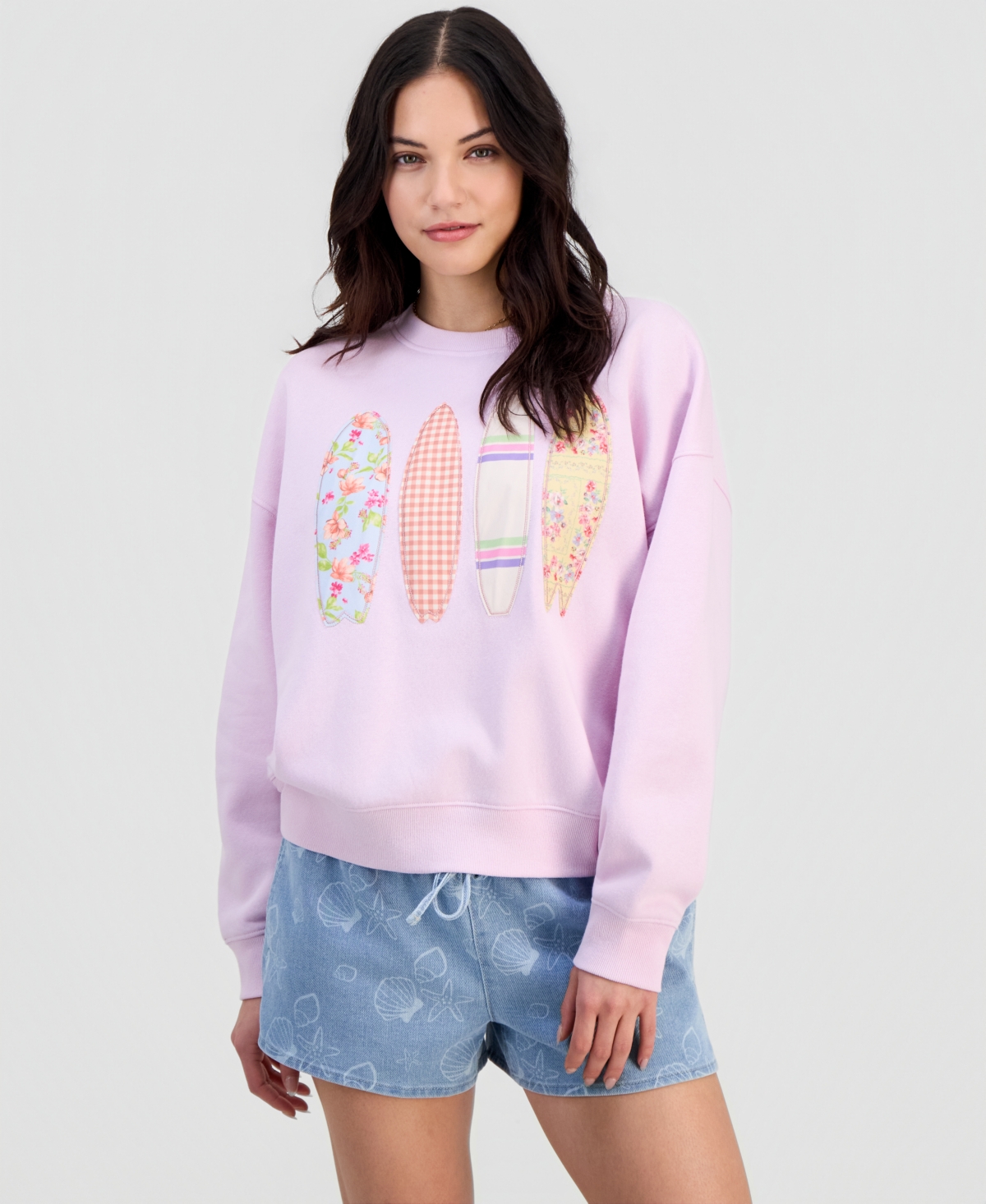 Click here for Self Esteem Juniors Patchwork Surfboard Sweatshirt... prices