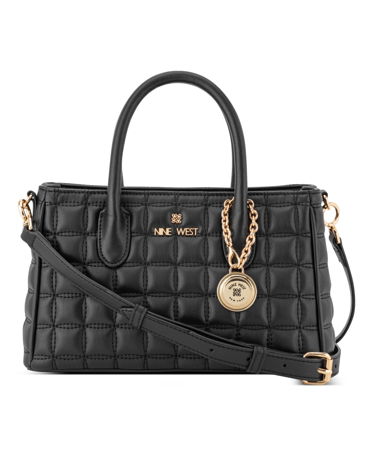 Click here for Nine West Womens Dorsey Satchel Bag - Black prices