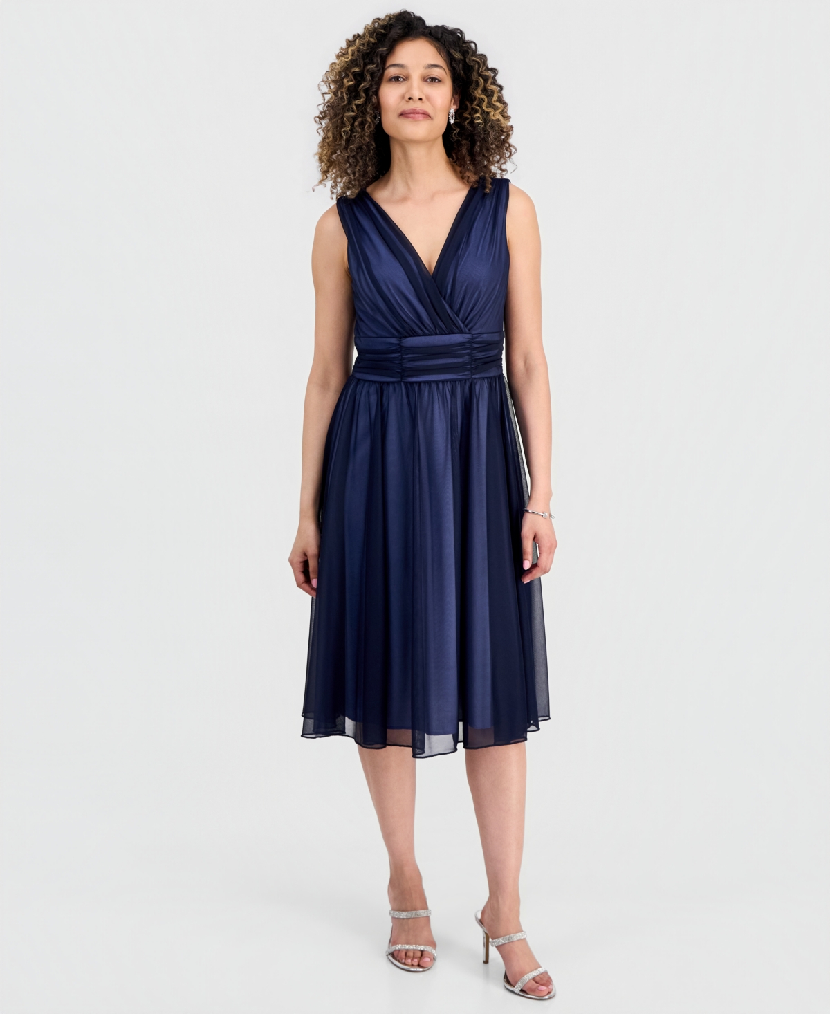 Click here for Connected Petite Sleeveless Chiffon Midi Dress - N... prices