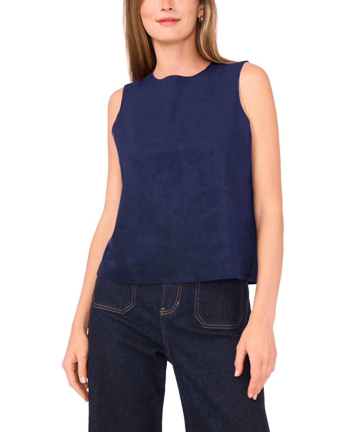 Click here for Vince Camuto Womens Faux-Suede Sleeveless Top - Cl... prices