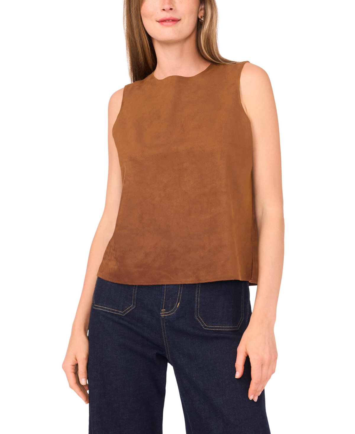 Click here for Vince Camuto Womens Faux-Suede Sleeveless Top - Ca... prices