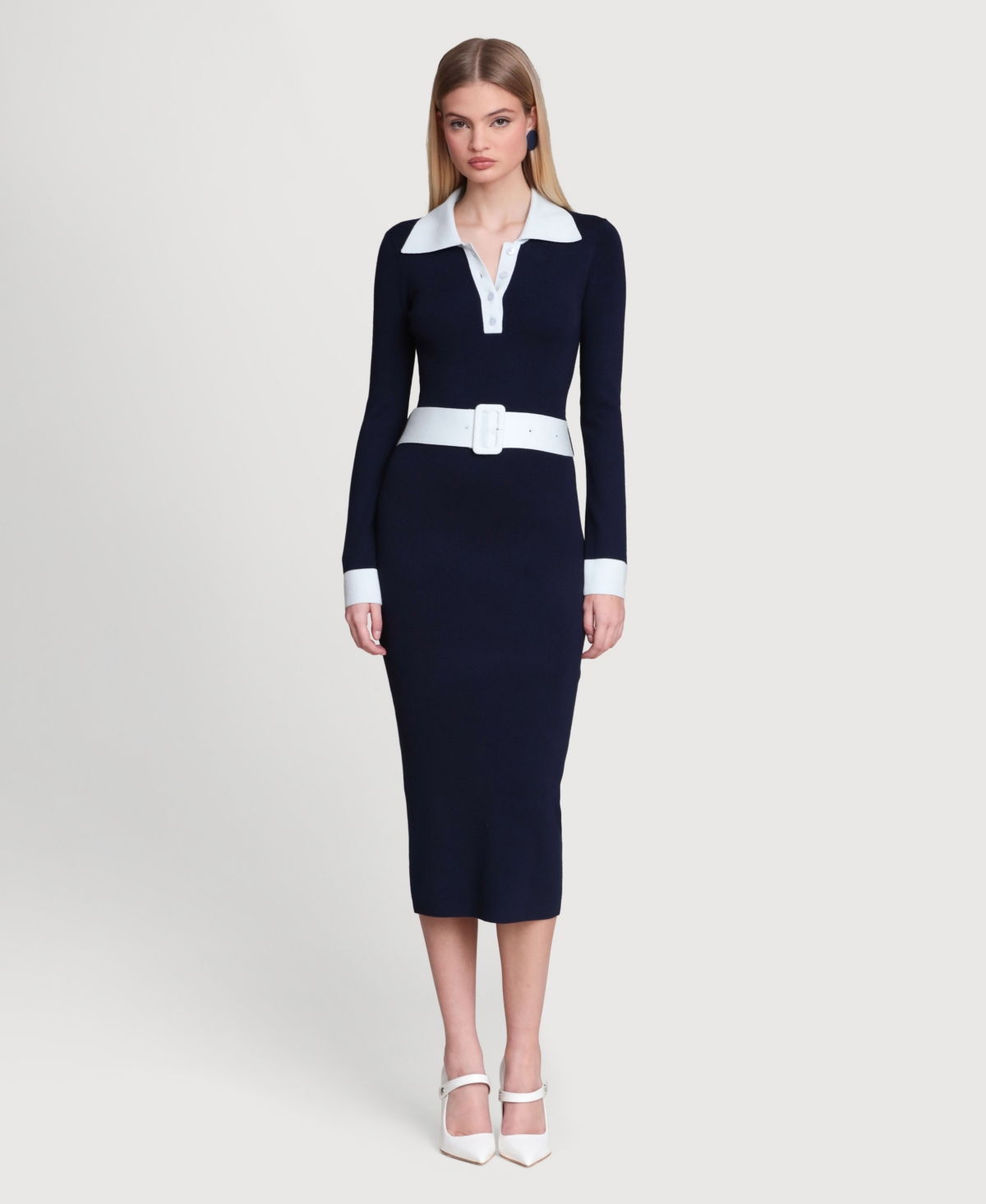 Click here for Avec Les Filles Womens Belted Sweater Dress - Navy... prices