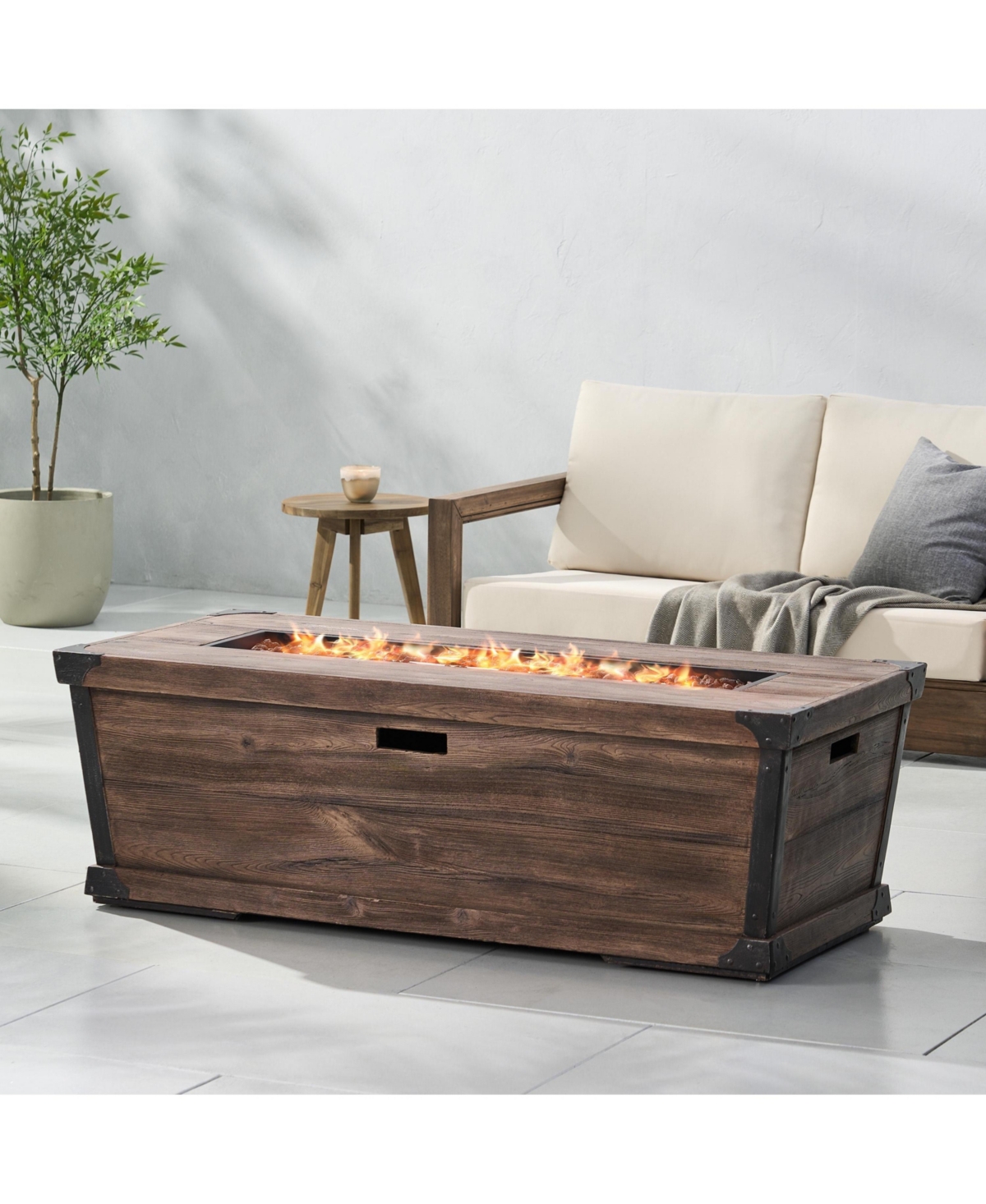 Click here for Flynama 56 Inch Rectangle Concrete Gas Fire Pit Ta... prices