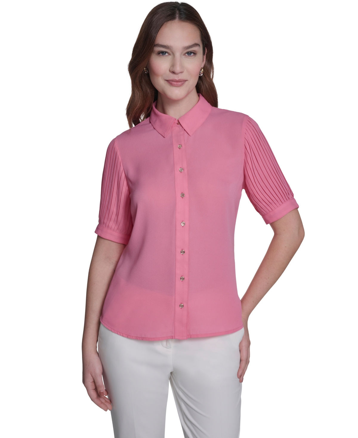 Click here for Tommy Hilfiger Womens Collared Top - Pink Tulip prices